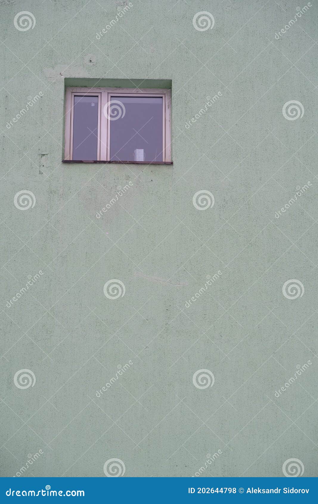 Lonely Small Square Window on a Greenish Plastered Wall, Minimalism ...