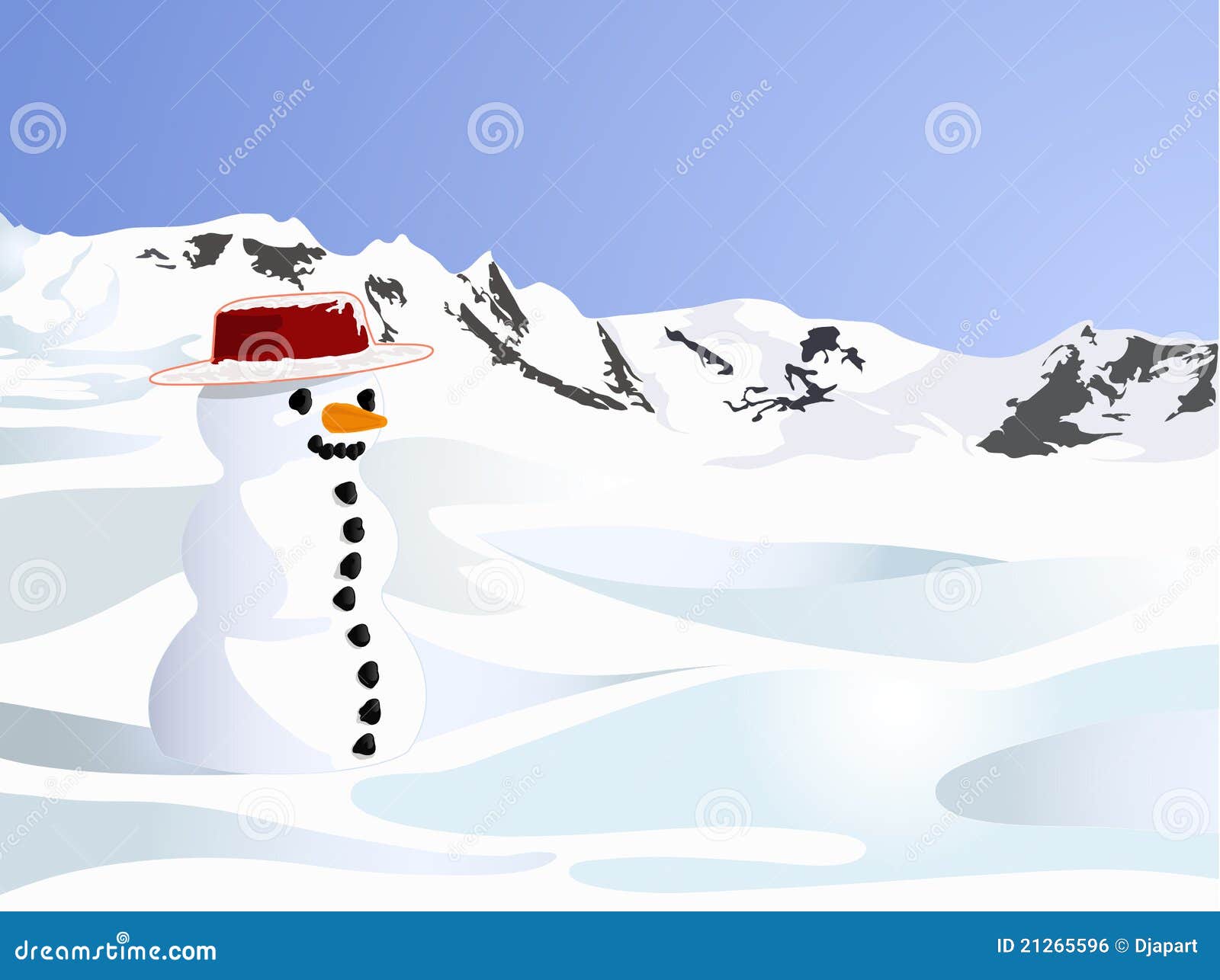 Lonely Snow Doll on the Snow Hill Stock Vector - Illustration of happy ...