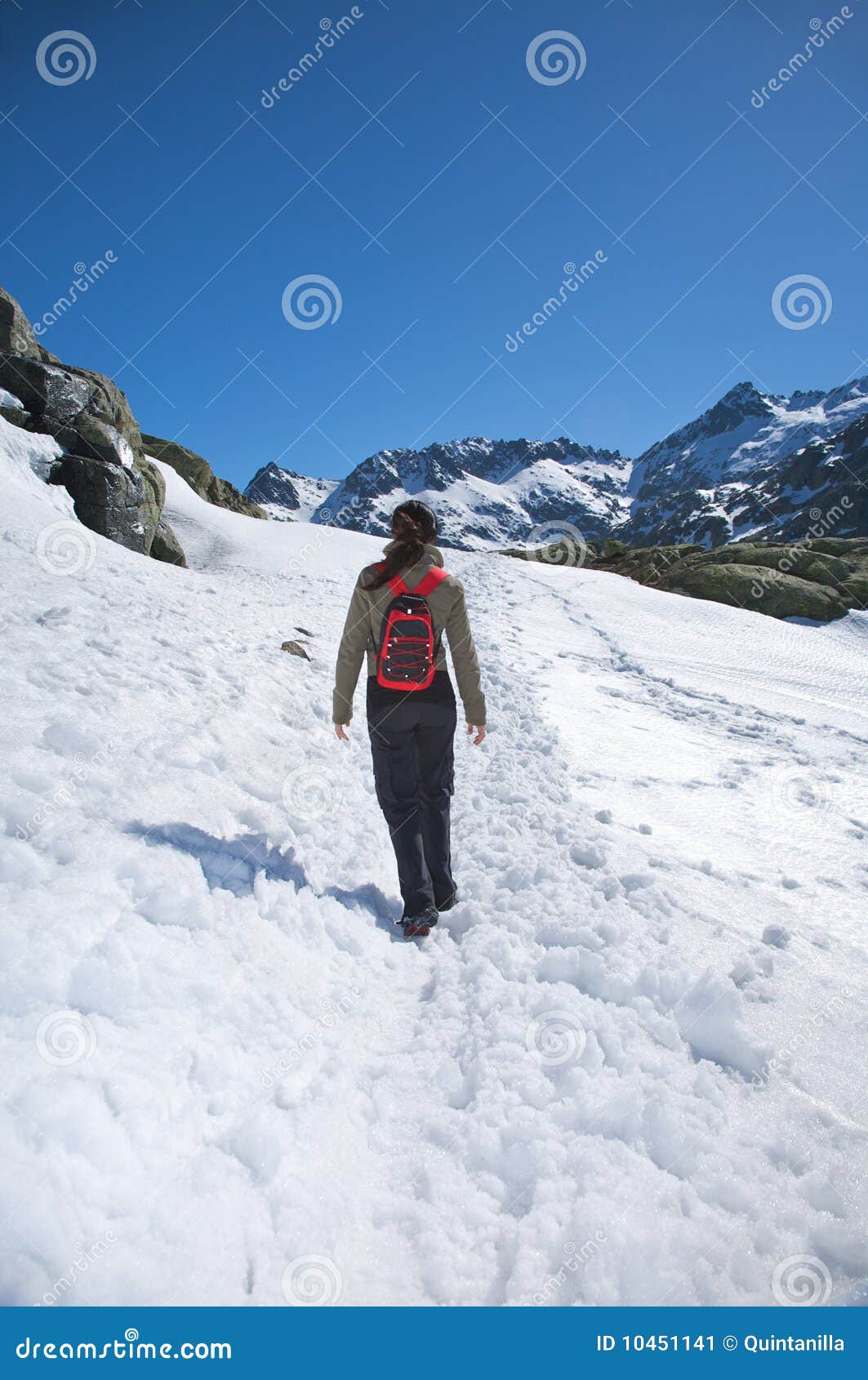 Lonely on snow path stock image. Image of alone, country - 10451141