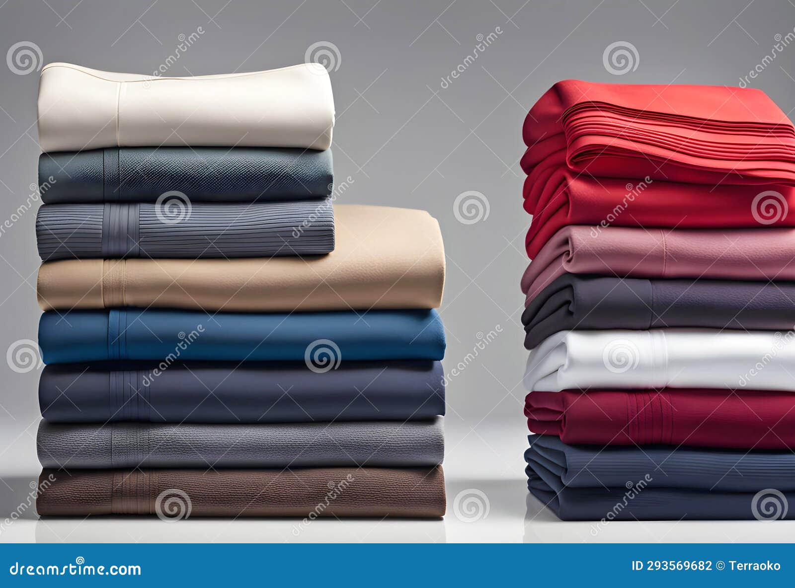 Lonely Stack of Cotton Plain Clothes Folded Isolated on White ...