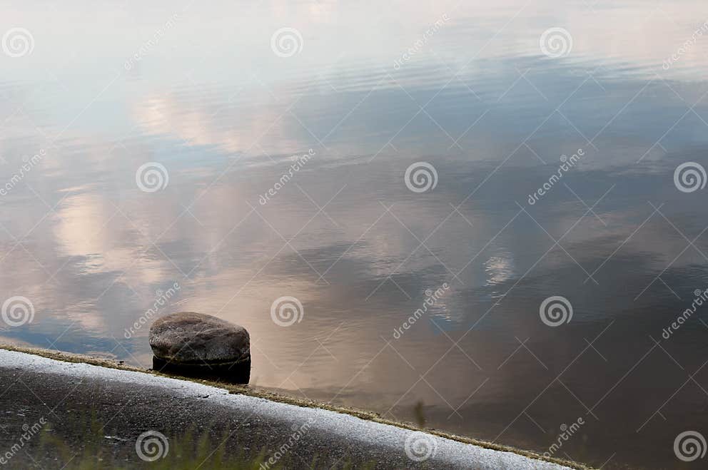 Lonely stone in the river. stock image. Image of river - 93085287