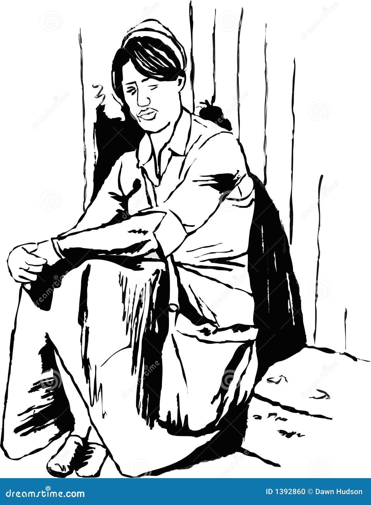 Lonely student stock illustration. Illustration of alone - 1392860