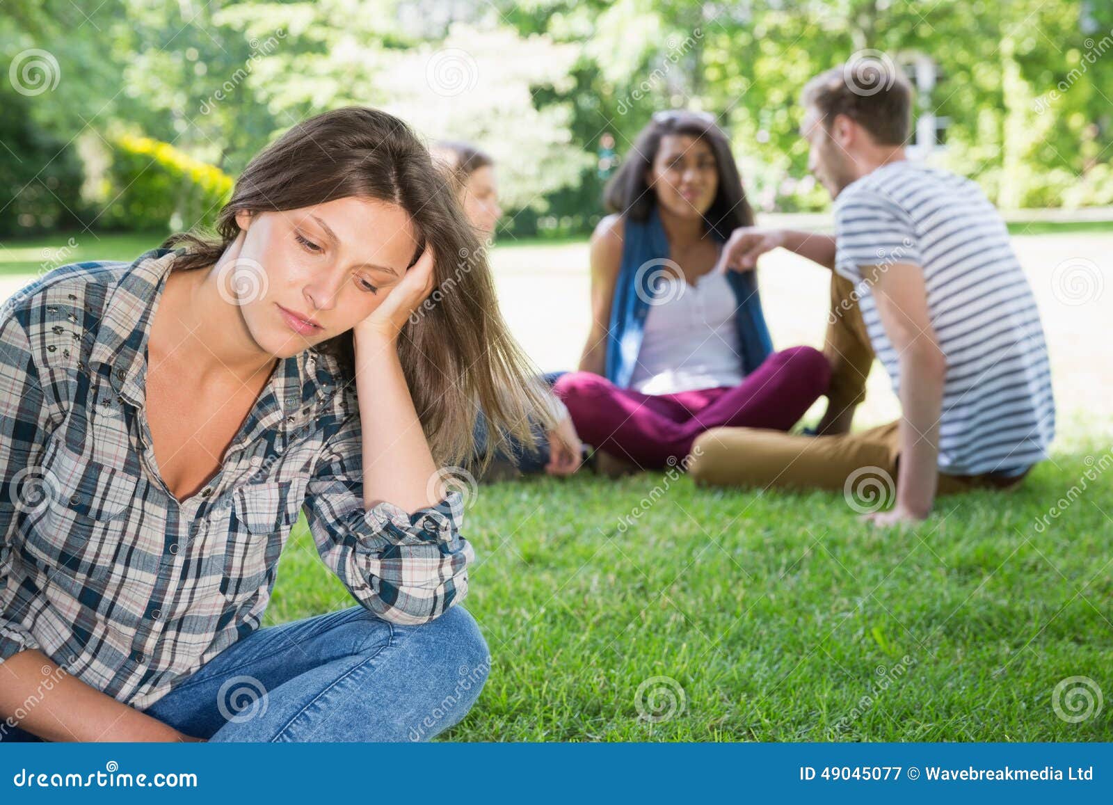 Lonely Student Feeling Excluded on Campus Stock Image - Image of female ...