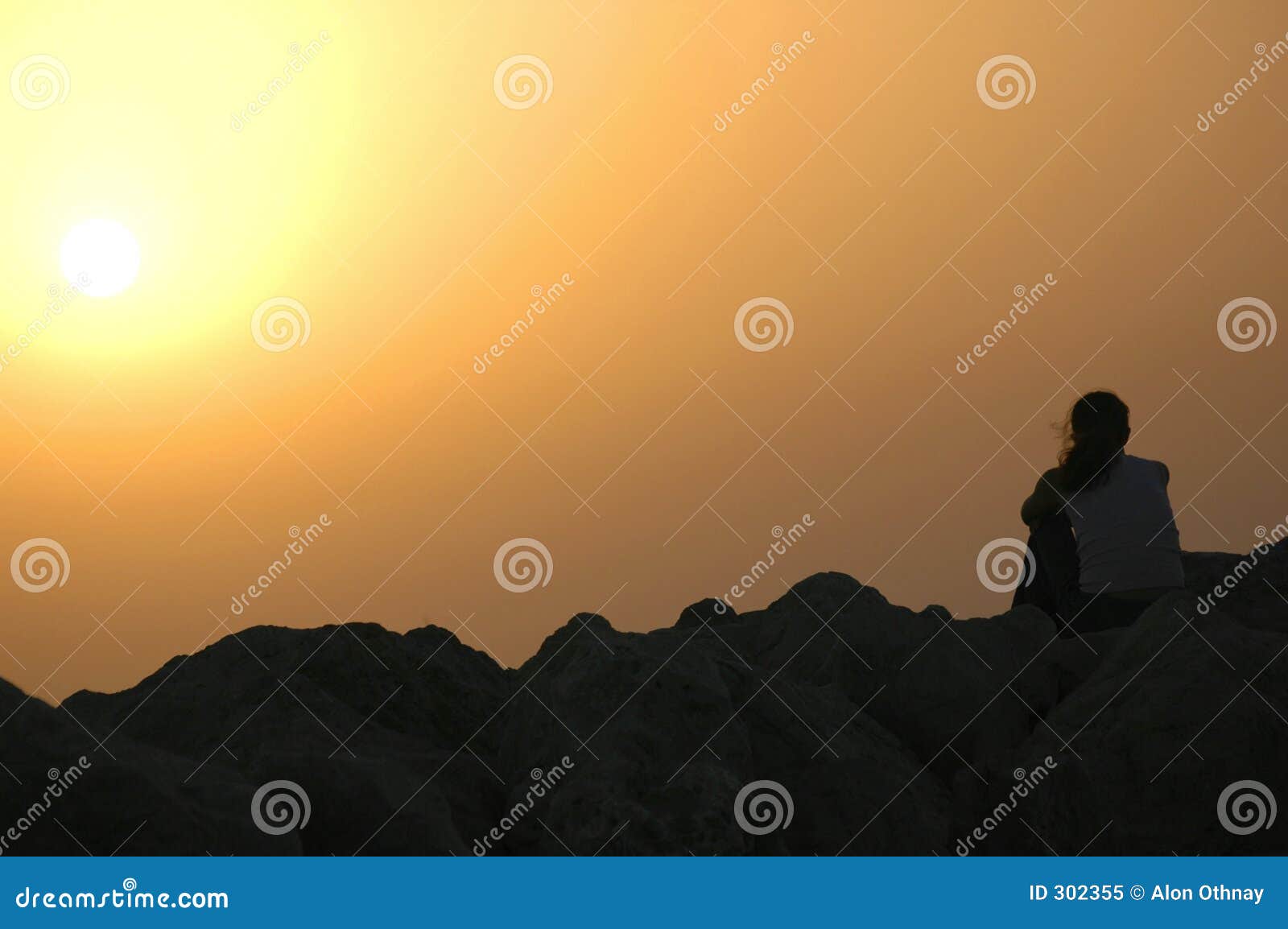 Lonely at sunset stock image. Image of beach, longing, hair - 302355