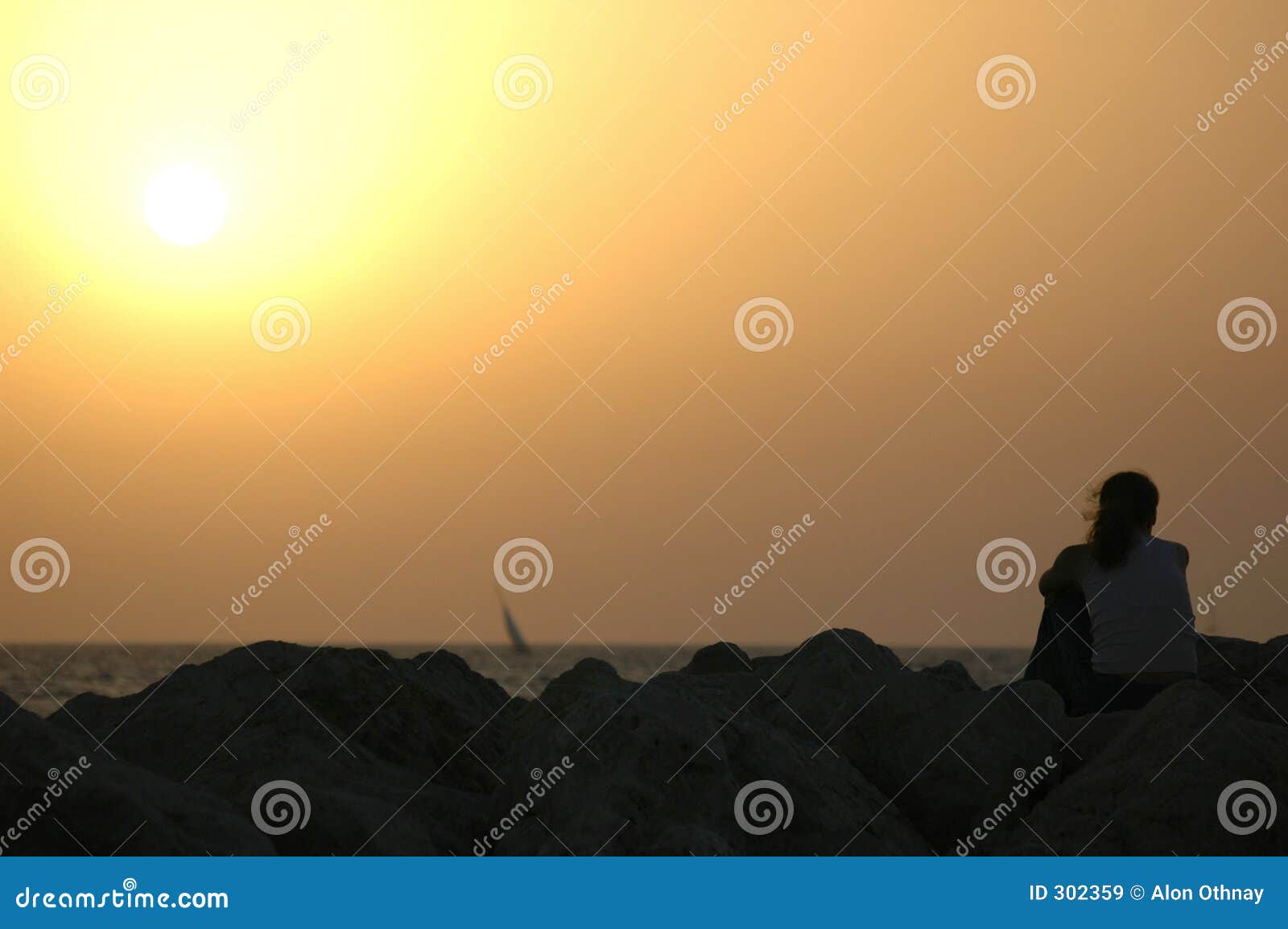 Lonely at sunset stock image. Image of girl, anticipation - 302359