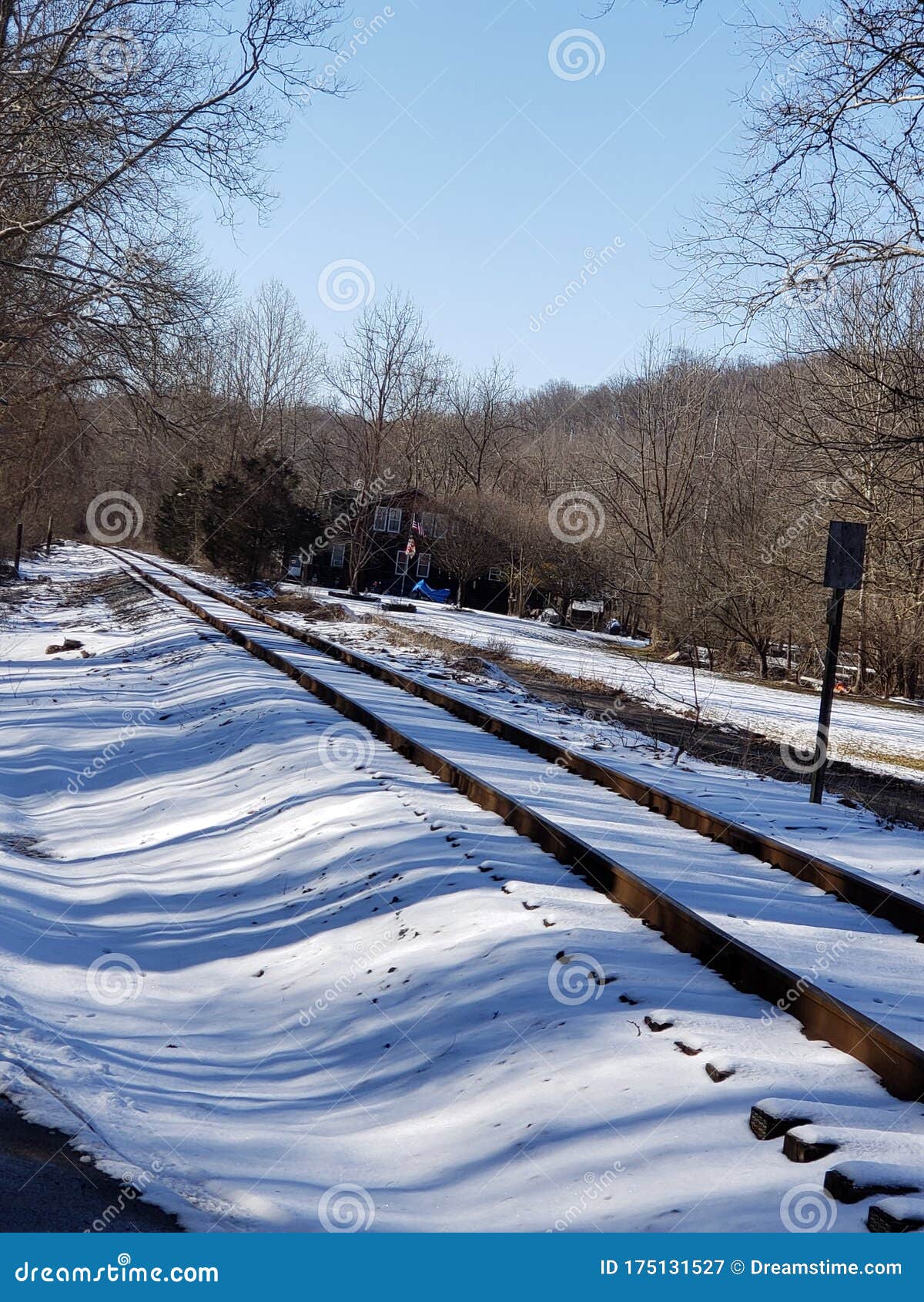 Lonely train tracks stock image. Image of frost, bridge - 175131527