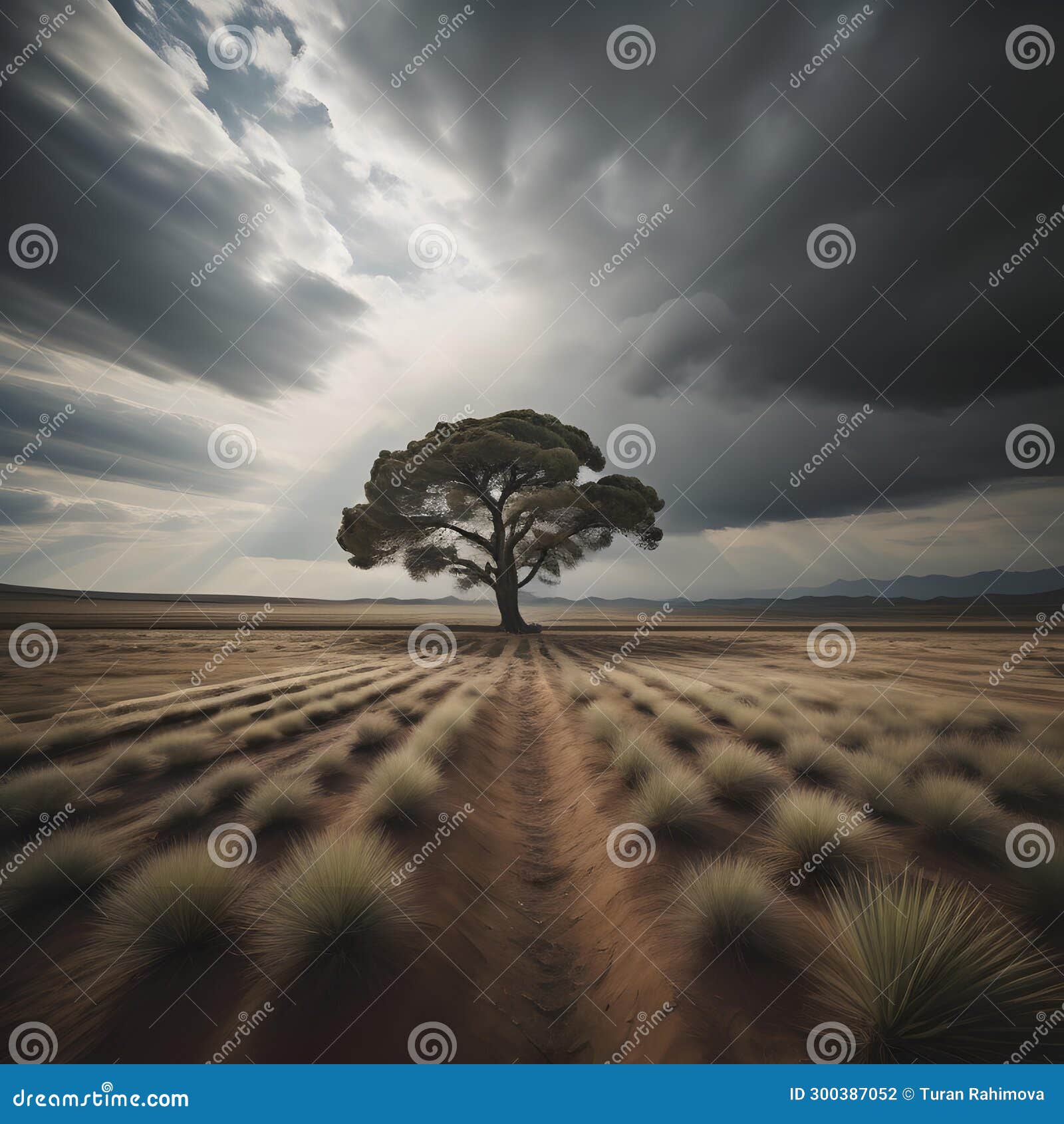 Desert With Dramatic Sunset, The Sky Ablaze With Stunning Colors ...