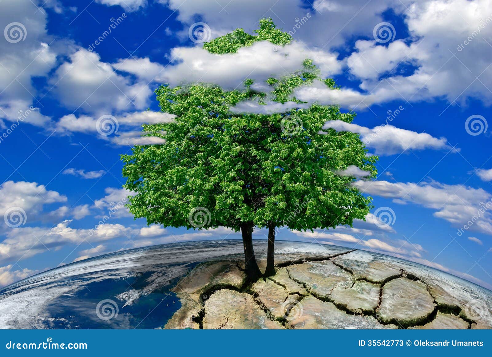 Lonely Tree on a Deserted Planet among the Clouds.(Elements of this ...