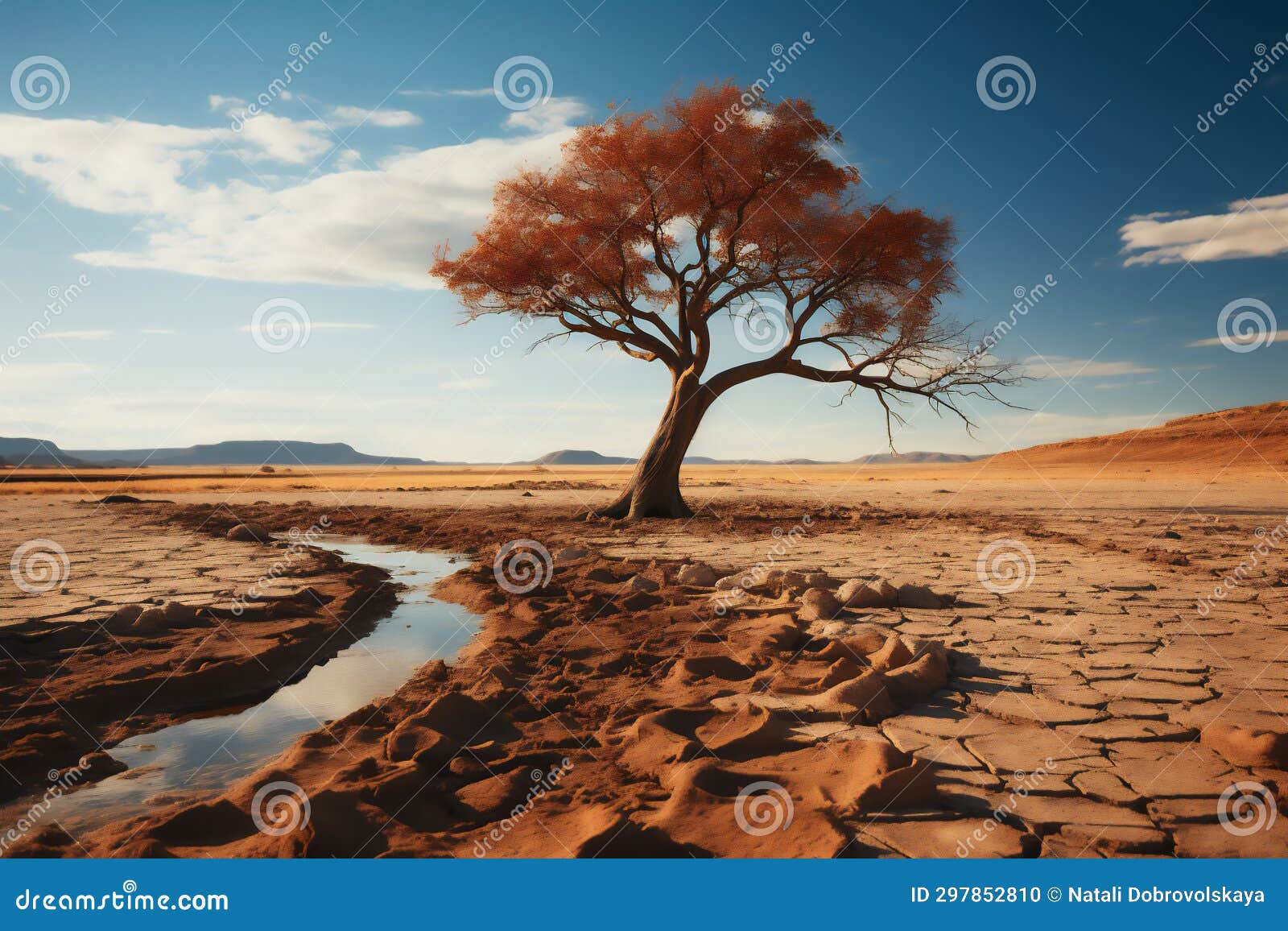Lonely tree in dessert , stock photo. Image of autumn - 297852810