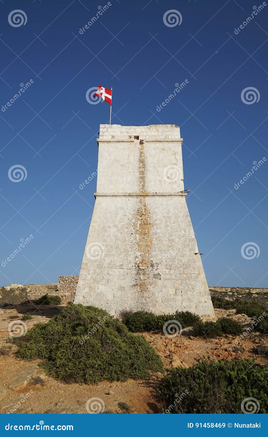 Lonely Watchtower on the Blue Sky Background Stock Image - Image of ...