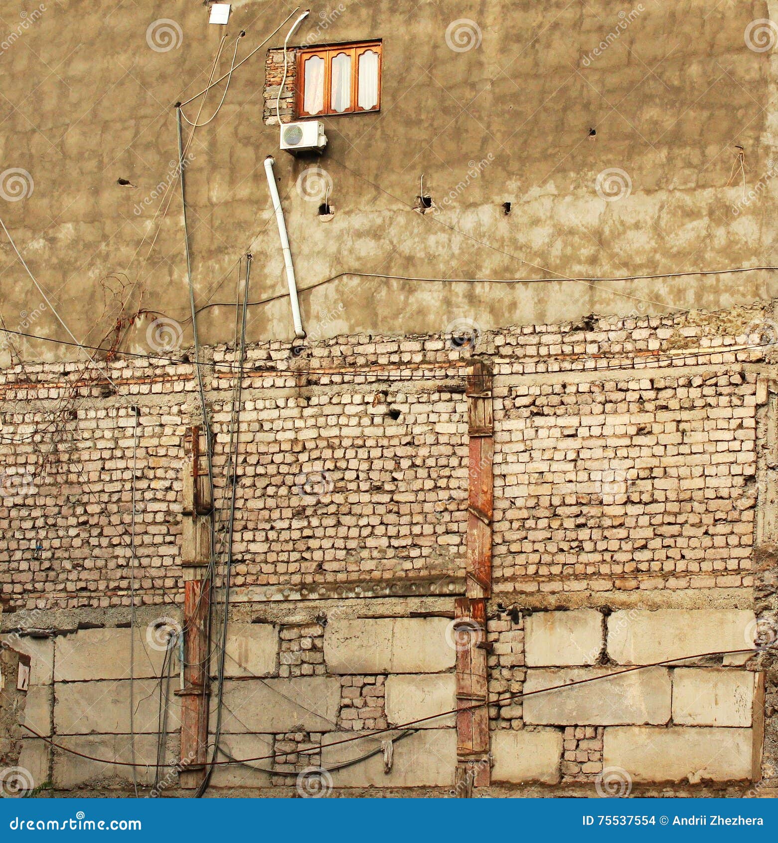 Lonely Window in Grungy Half Destroyed Wall of a Building Stock Photo ...