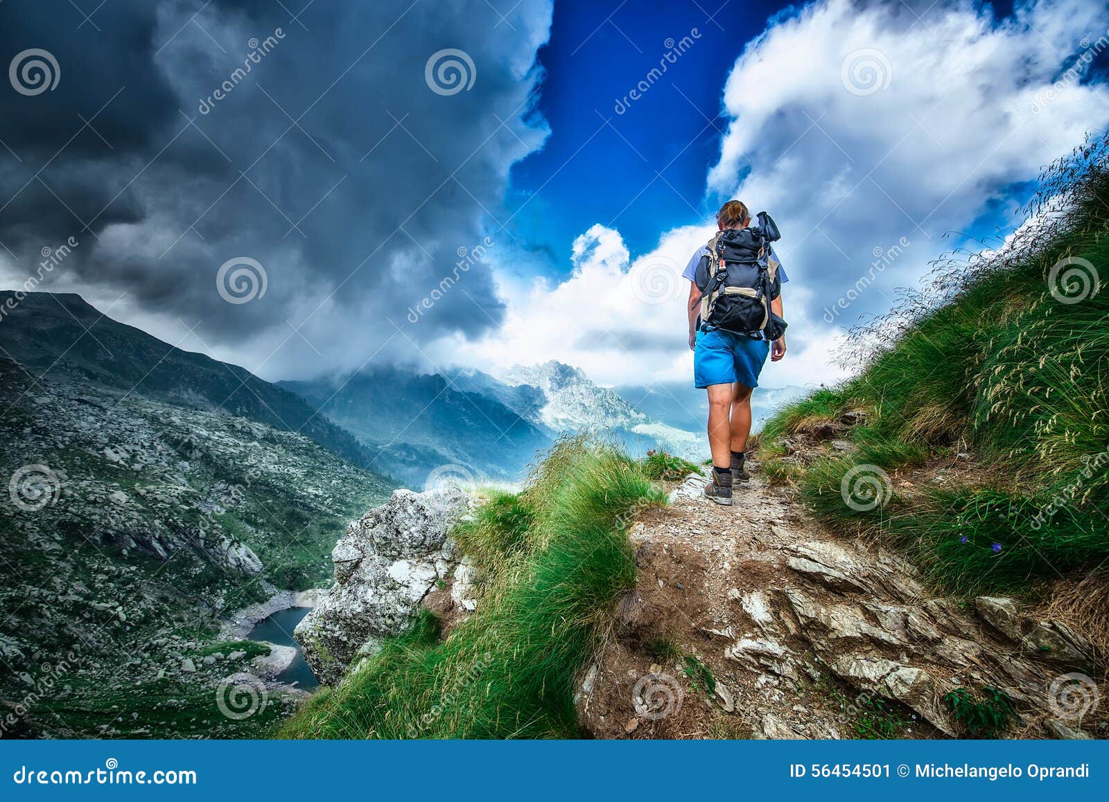 Lonely Woman Hiker in a Path Stock Image - Image of travel, people ...