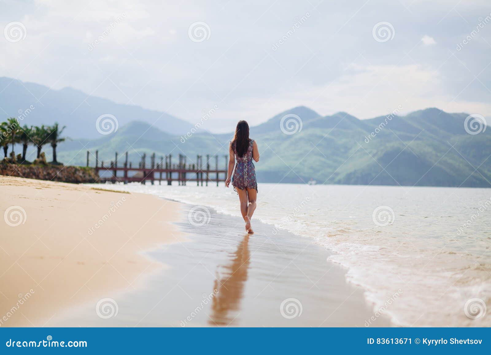 Lonely Woman Walk on Sandy Beach Editorial Photo - Image of beach ...