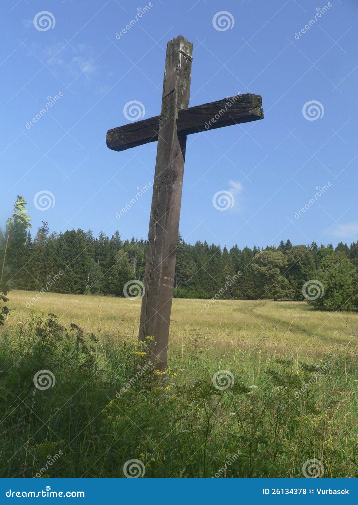 Lonely wooden cross stock photo. Image of blue, peaceful - 26134378
