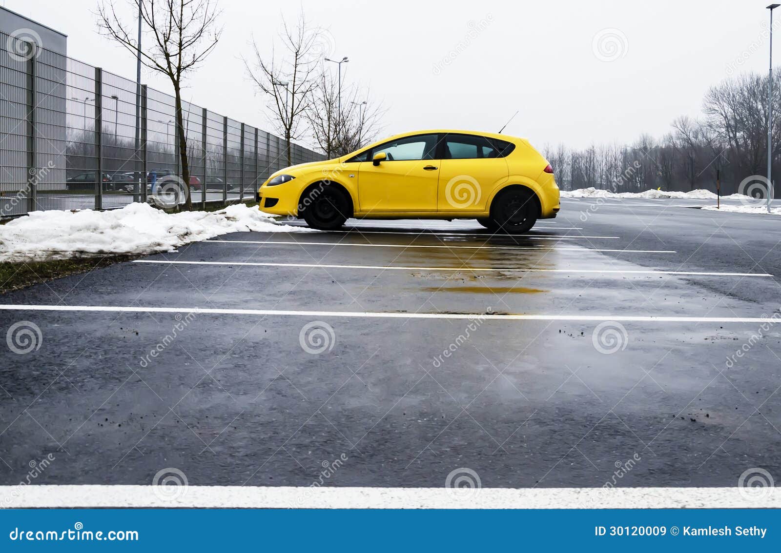 A Lonely Yellow Car stock image. Image of alone, small - 30120009