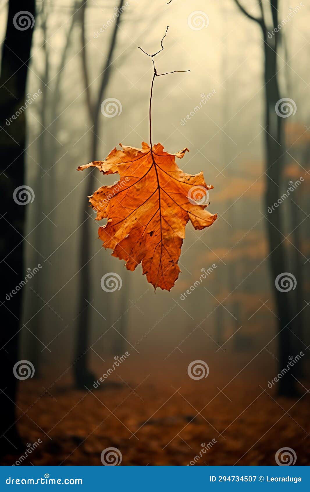 Lonely Yellow Falling Fall Leaf in the Forest Stock Illustration ...