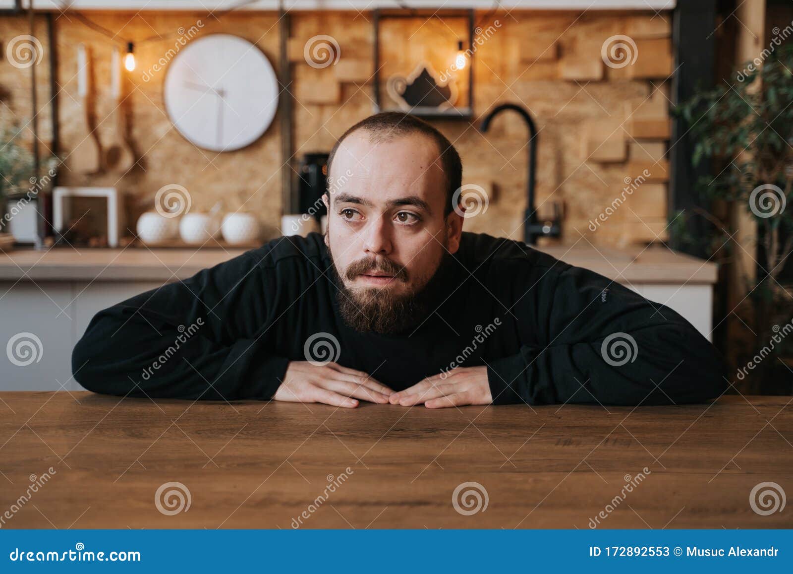 Lonely Young Man with Beard, Sad in Depression, Stock Image - Image of ...