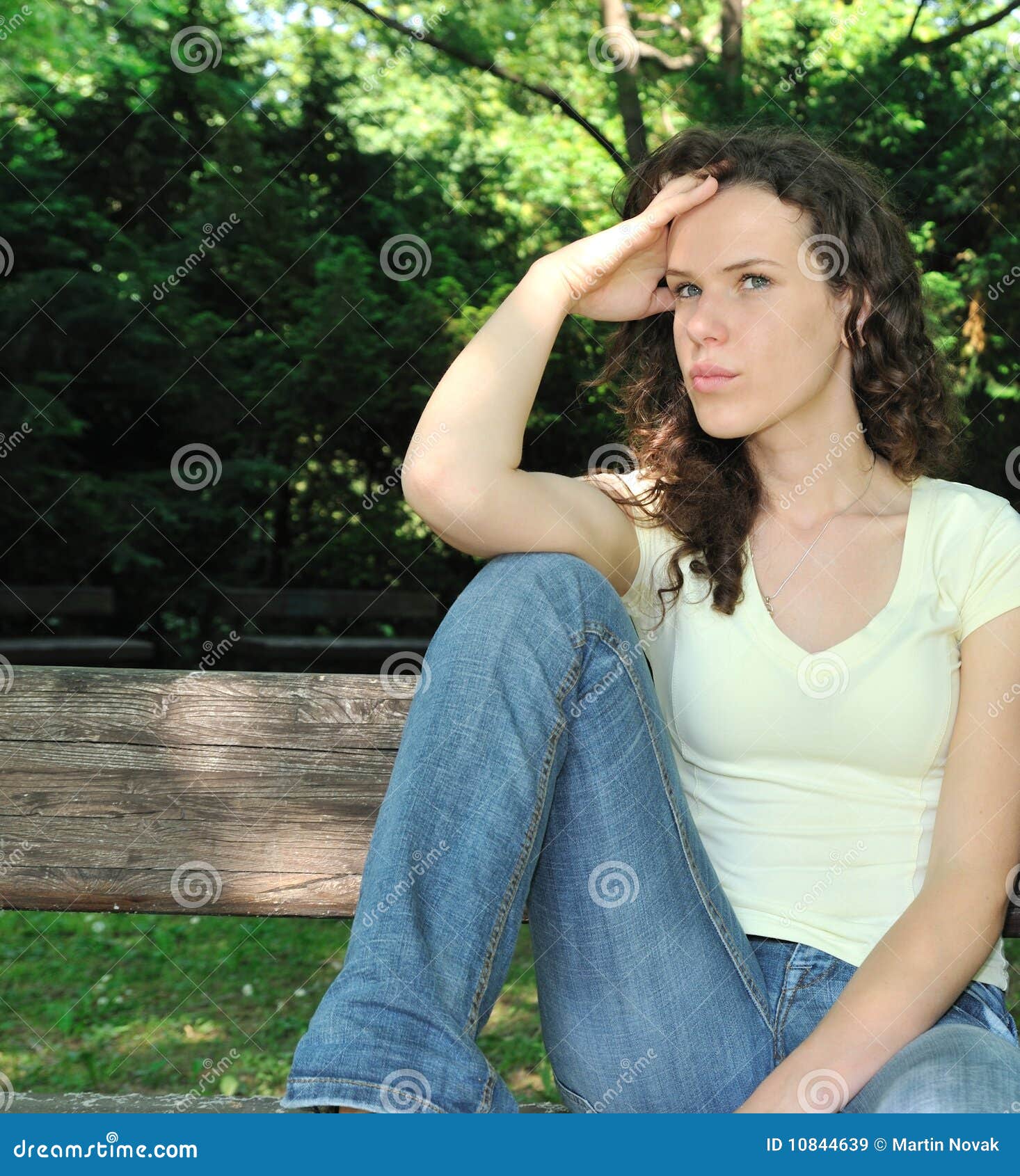 Lonely Young Woman in Sorrow Outdoors Stock Image - Image of beautiful ...