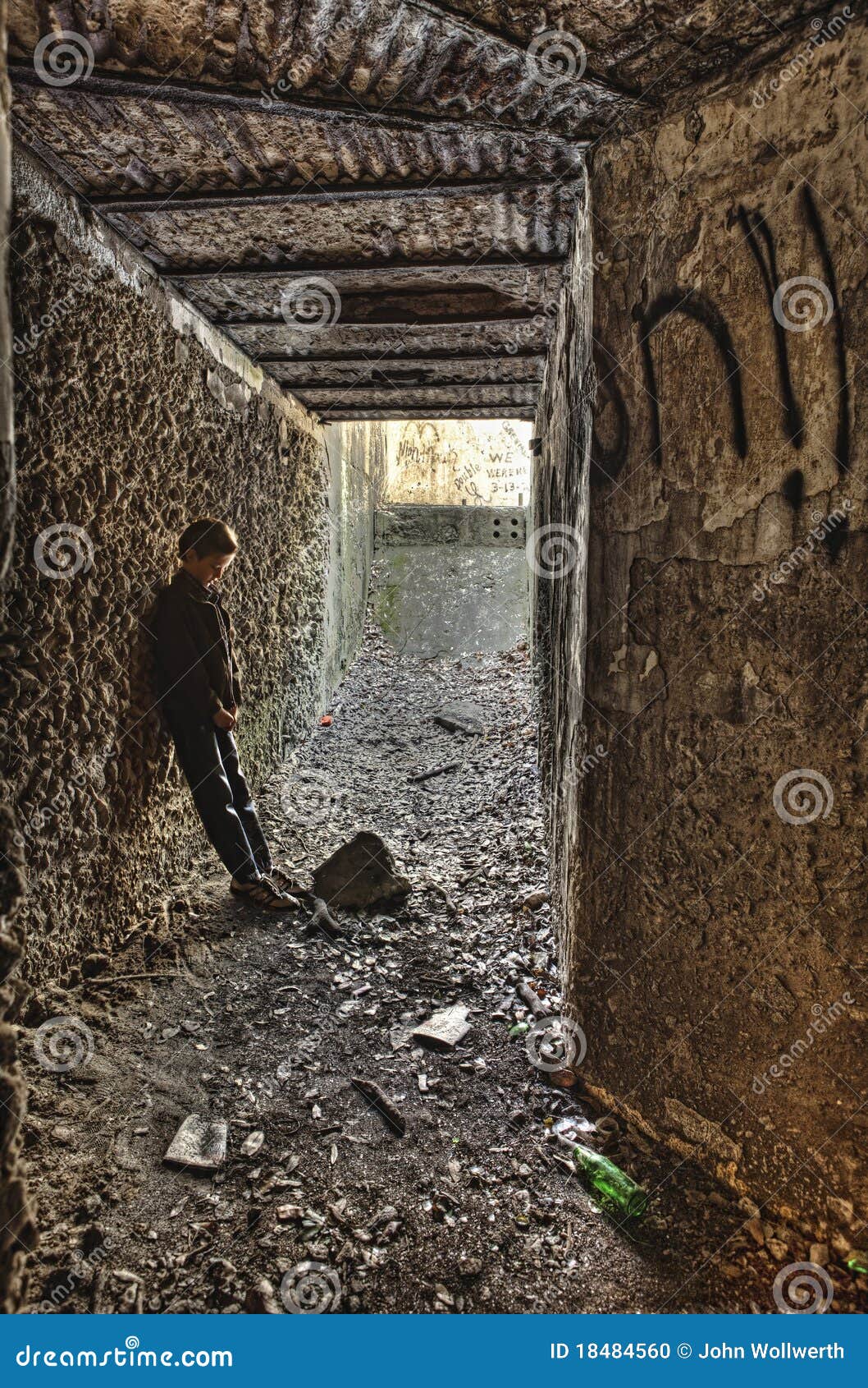Loney and homeless stock photo. Image of concrete, bunker - 18484560