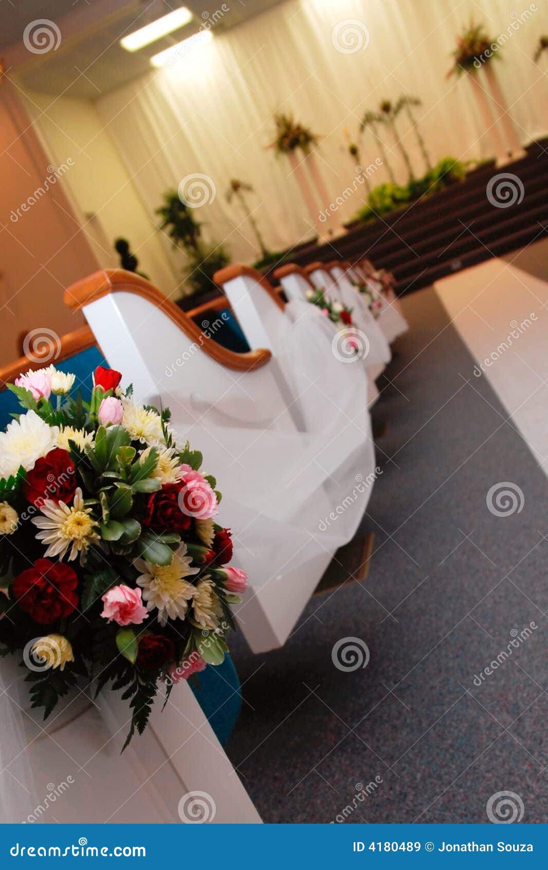 Long aisle stock image. Image of stage, arrangement, bouquet - 4180489