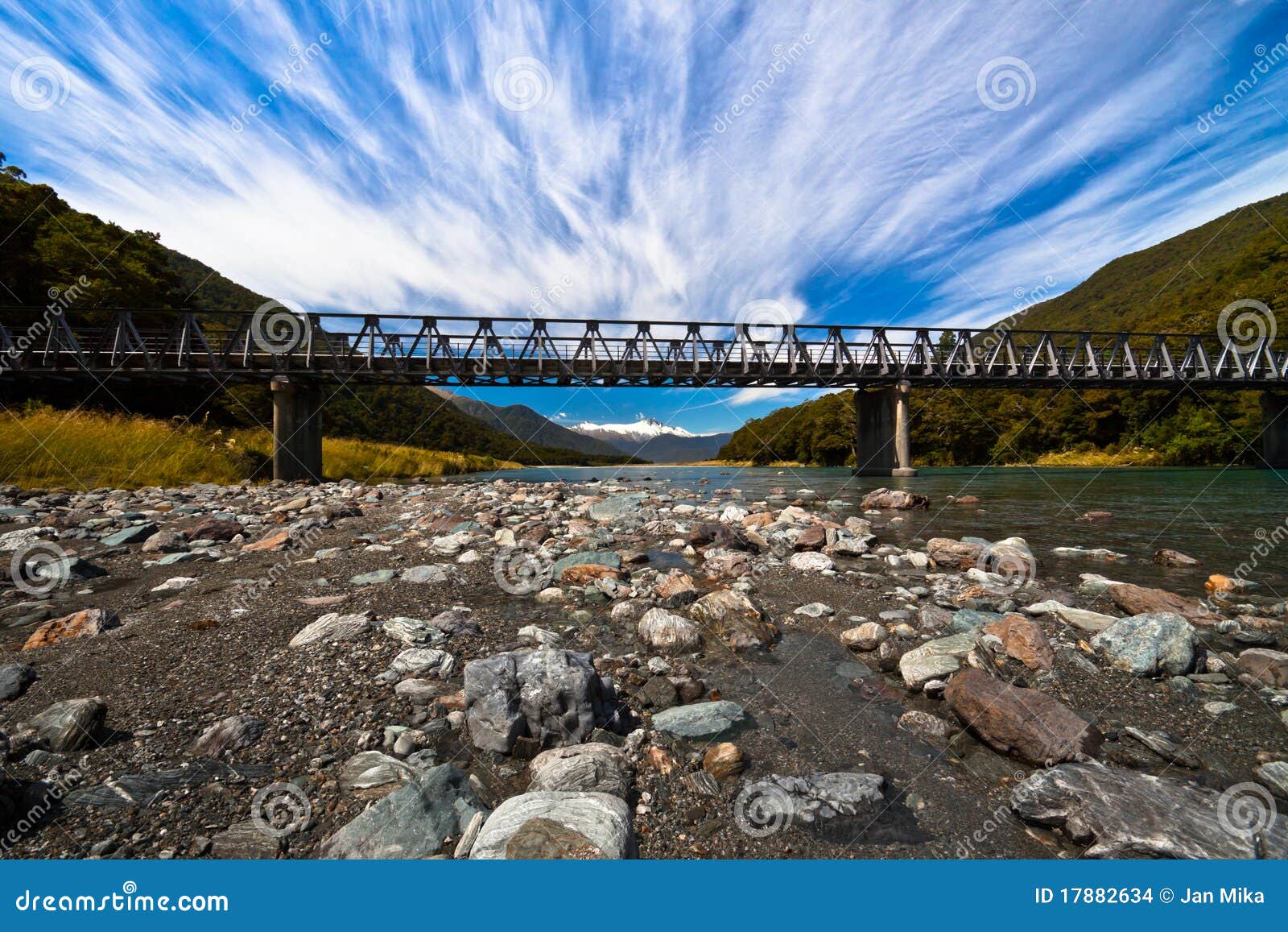 Long Alpine Bridge - New Zealand Stock Photo - Image of grass, pass ...