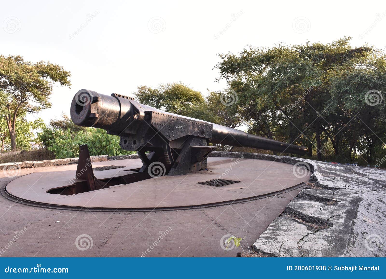 A Long Antique Cannon Kept on Top of a Island Stock Photo - Image of ...