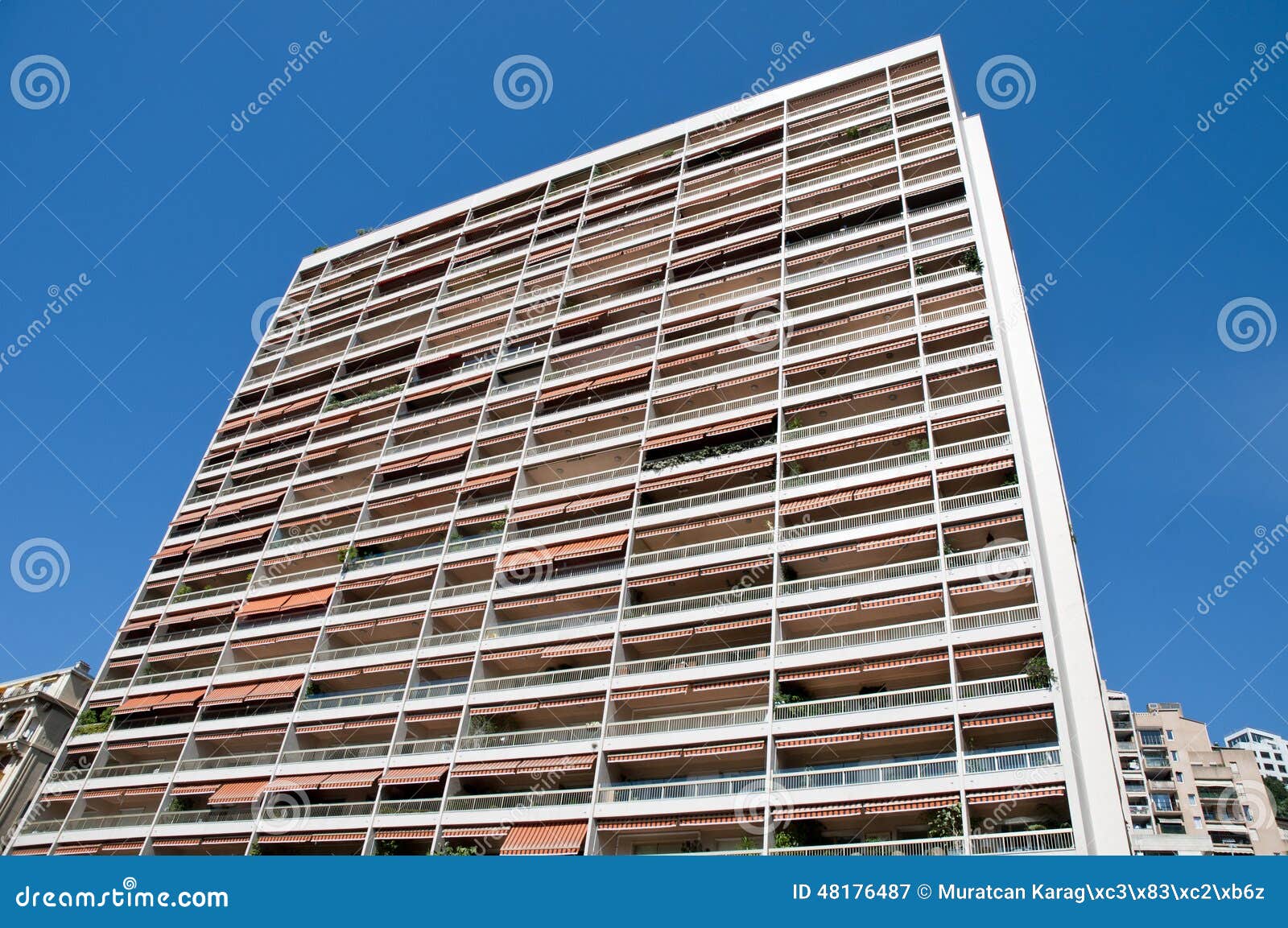 Long Apartment Buildings in Monte Carlo Stock Image - Image of riviera ...