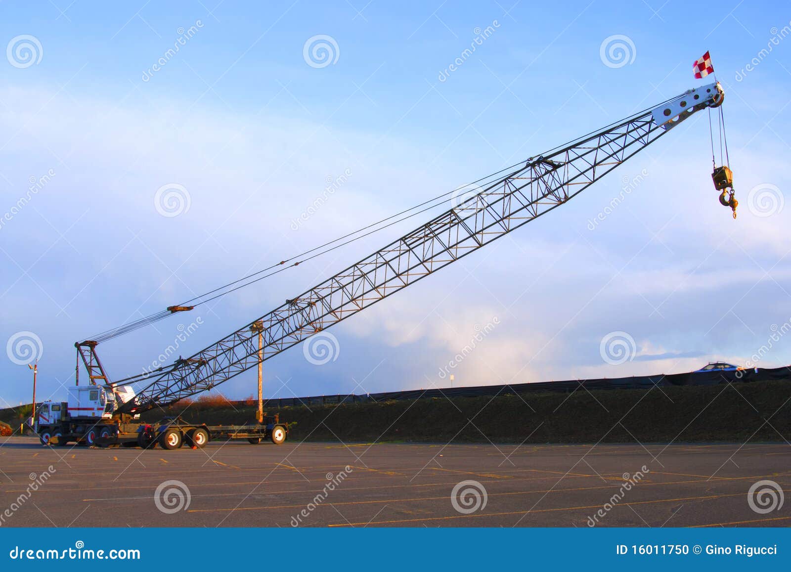 Long arm crane. stock photo. Image of wheels, road, flag - 16011750