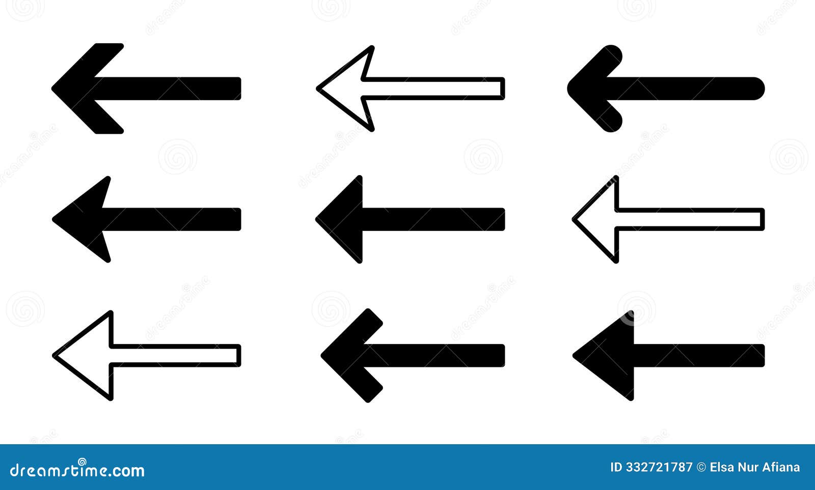 Long Arrow Icon Set Collection in Rounded Corner Stock Illustration ...