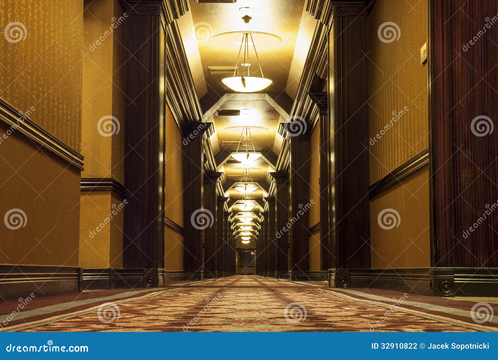 Long Art Deco Corridor stock photo. Image of vegas, beautiful - 32910822