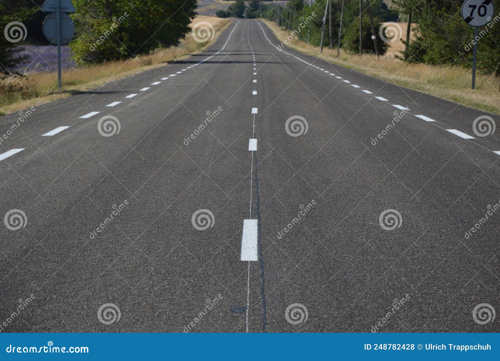 Zoom on a Long Asphalt Road, Countryside Stock Photo - Image of ...