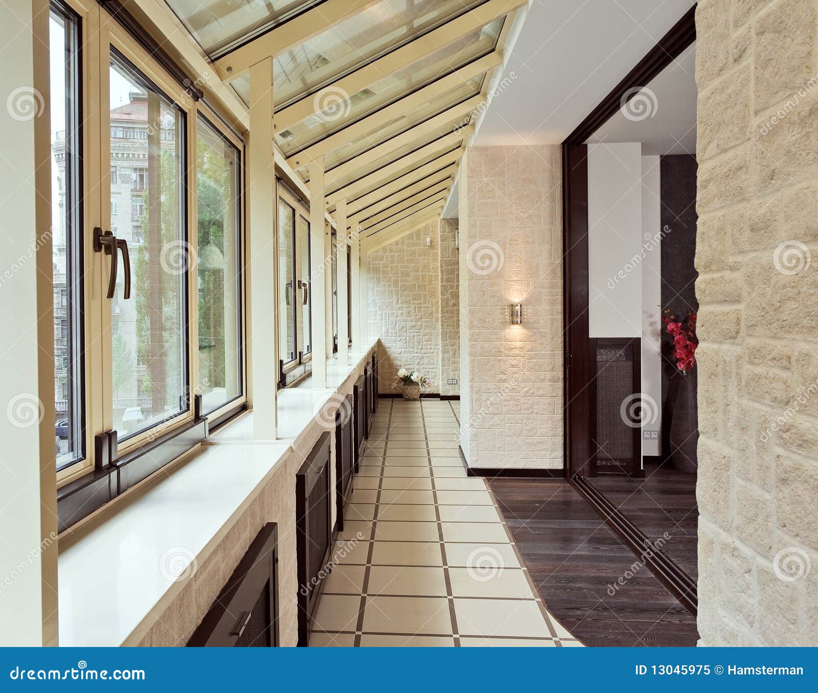 Long Balcony (gallery) Interior Stock Image - Image of floor, apartment ...