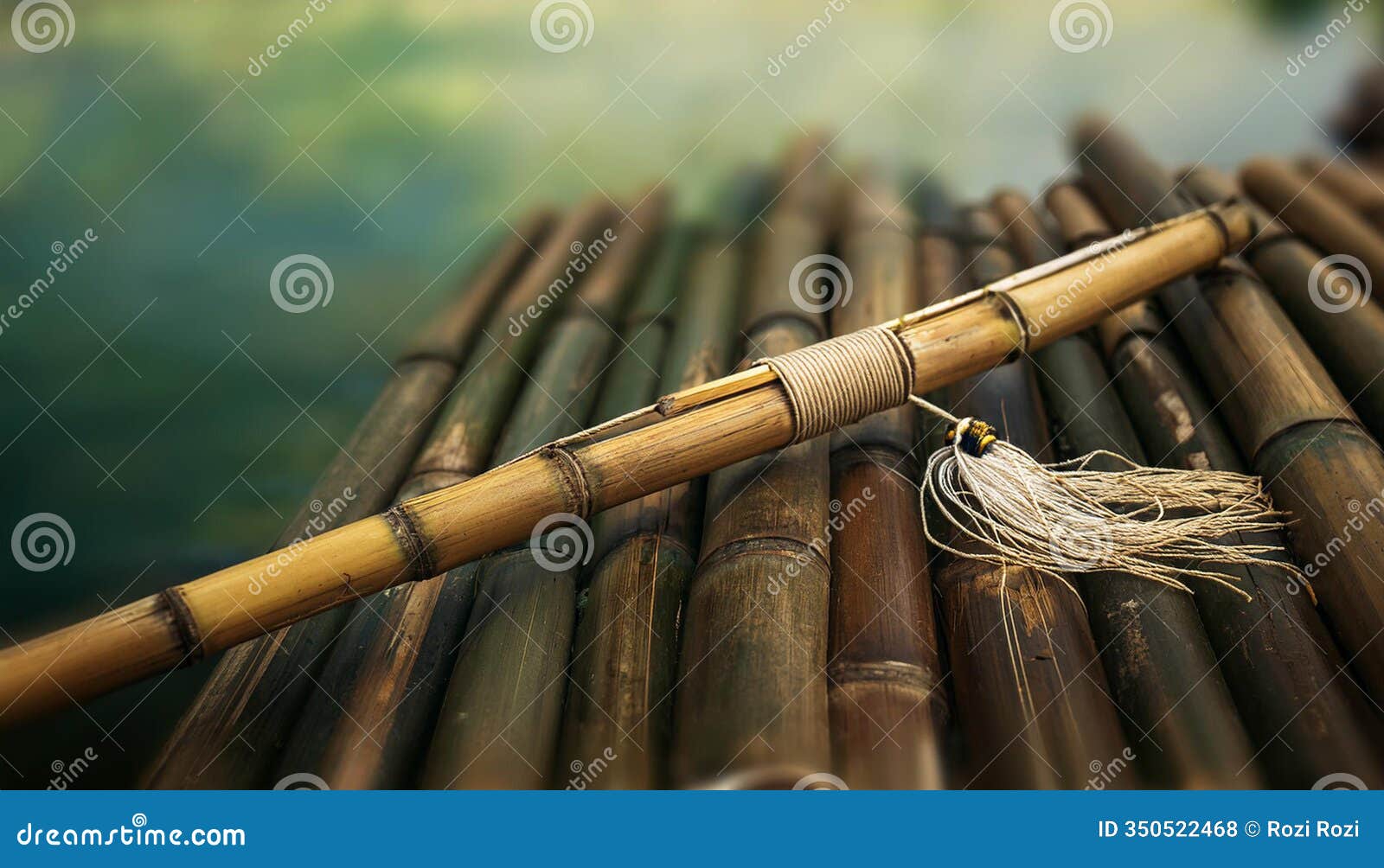 A Long Bamboo Stick with a String Attached To it Stock Illustration ...