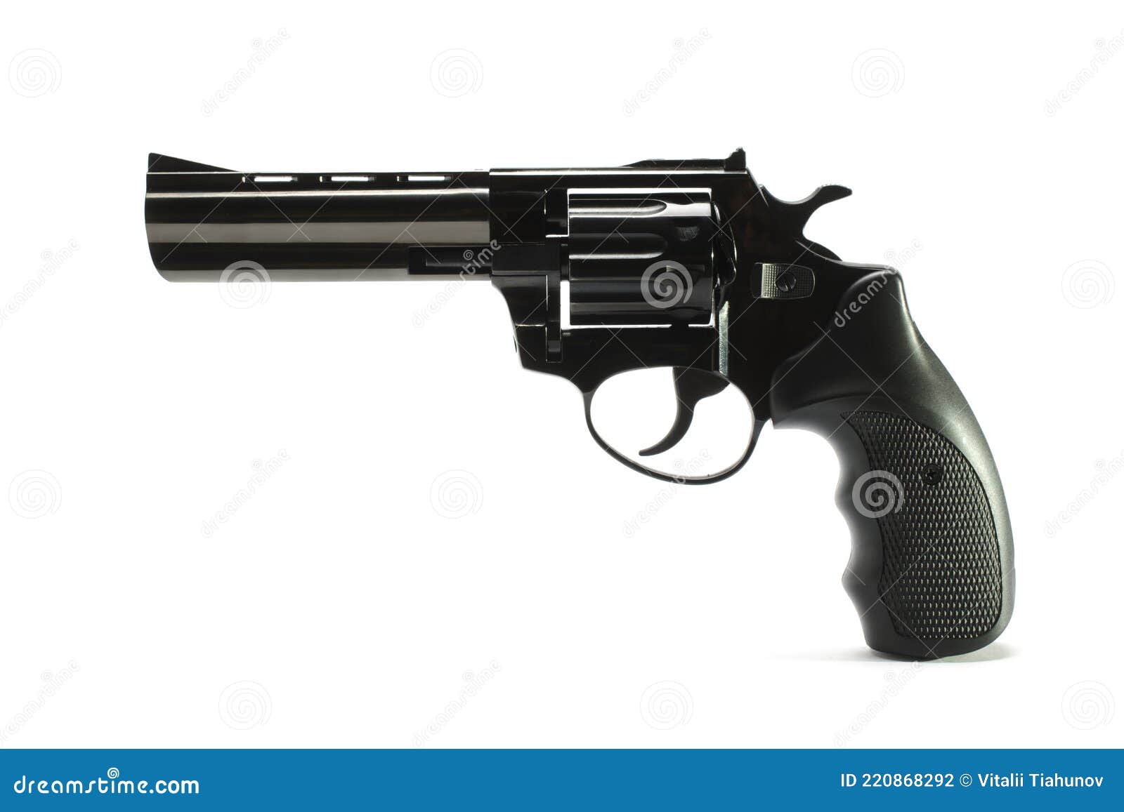 Long-barreled Revolver with a Black Plastic Handle Isolated Stock Photo ...