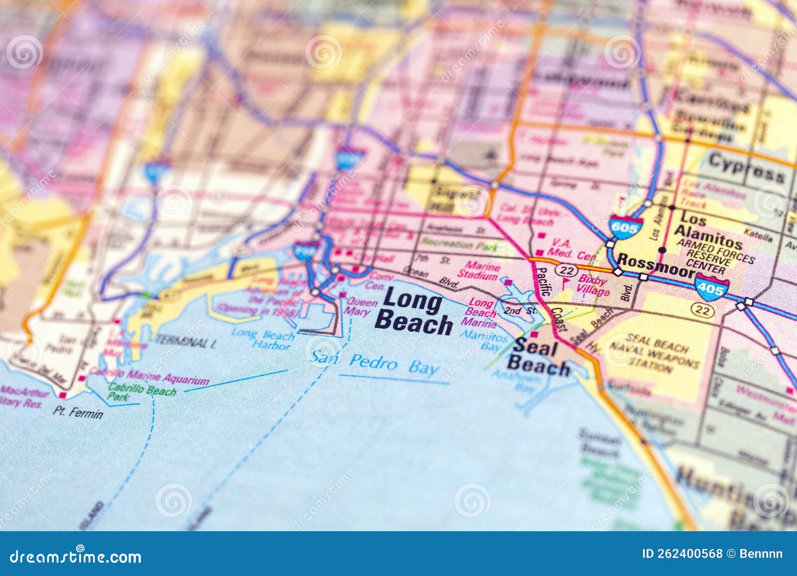 Long Beach City Map in USA. Stock Photo - Image of metropolitan ...