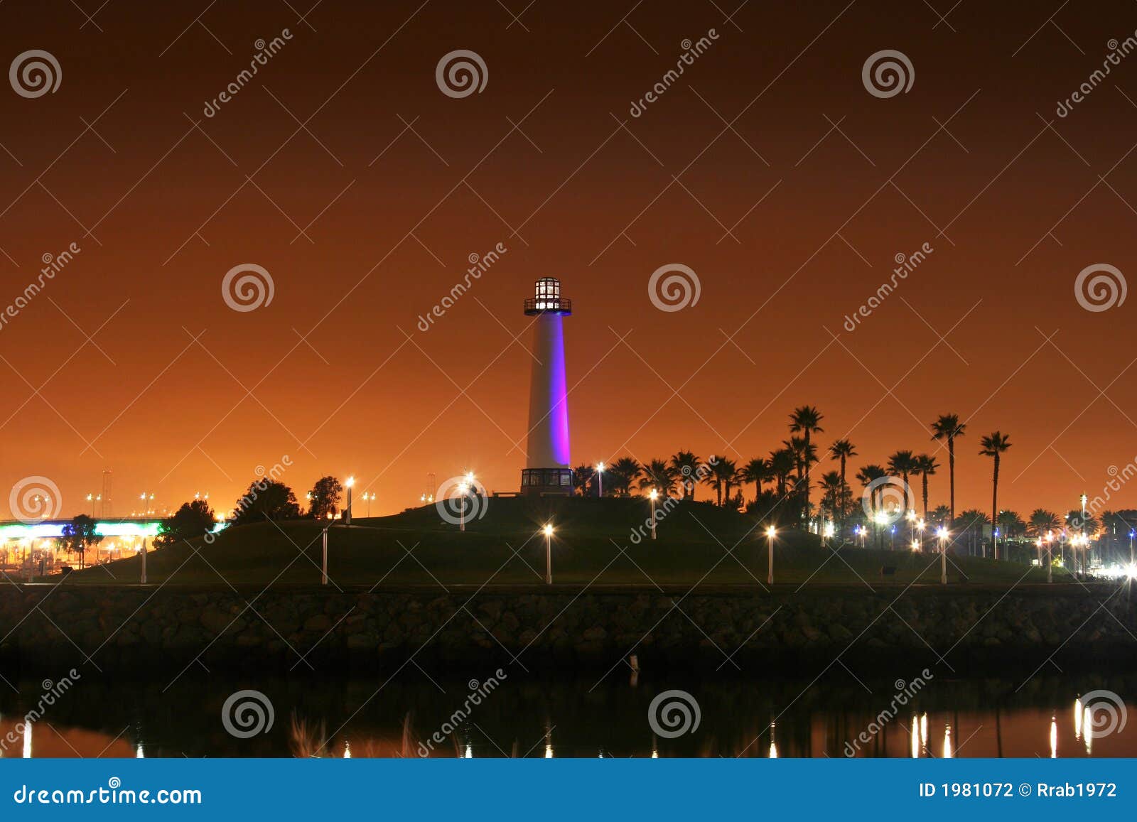 Long Beach Lighthouse Purple Stock Photo - Image of california, pier ...