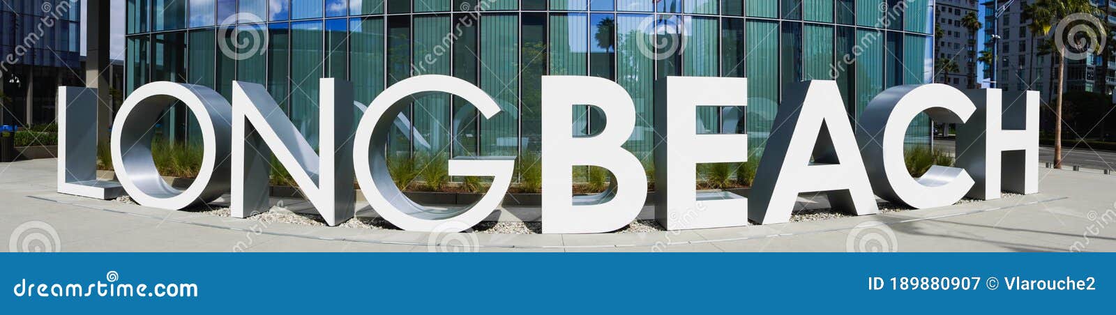 Long Beach Sign at Civic Center in Long Beach, CA Stock Image - Image ...