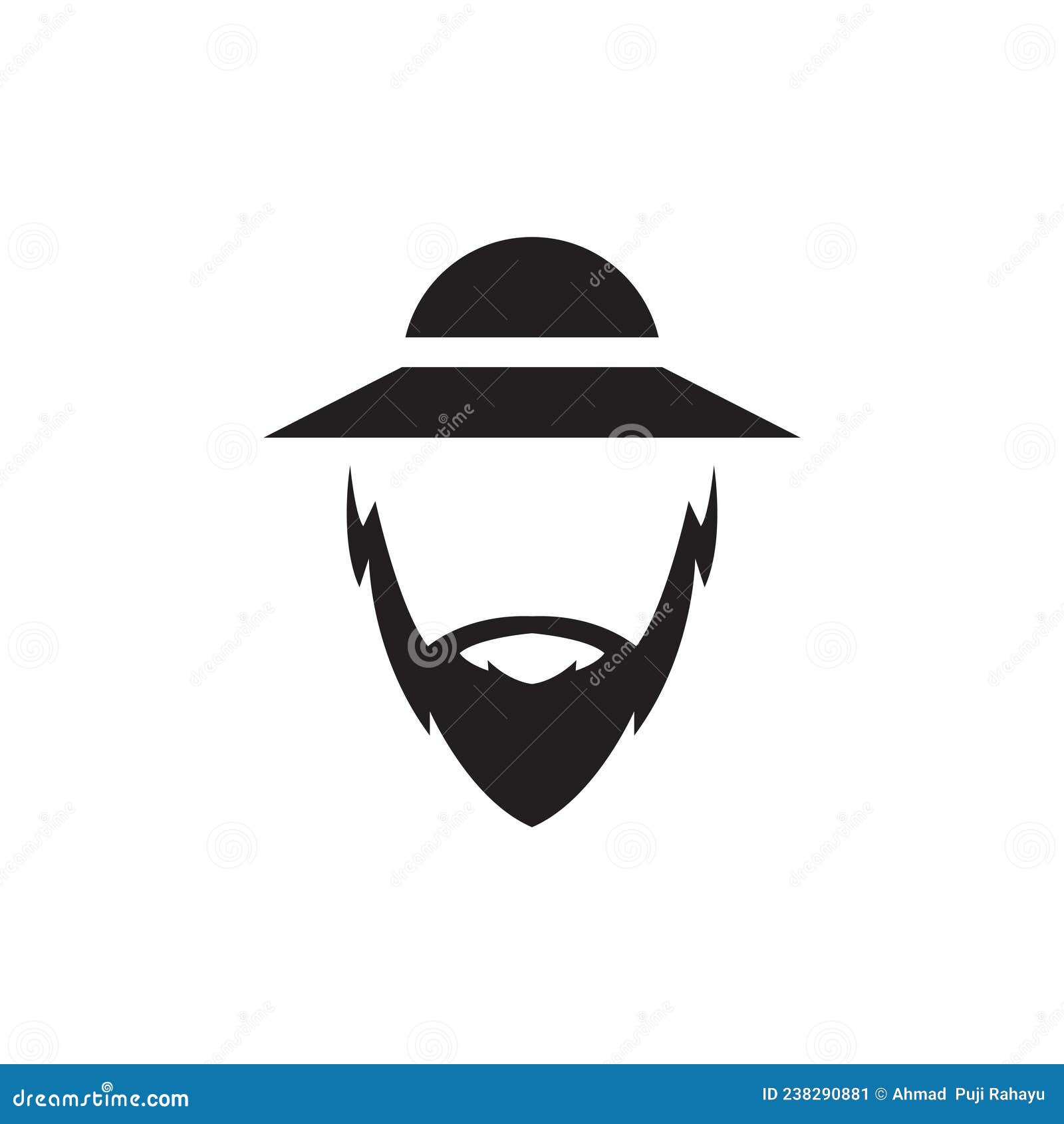 Long Beard Man with Hat Logo Design Vector Graphic Symbol Icon ...