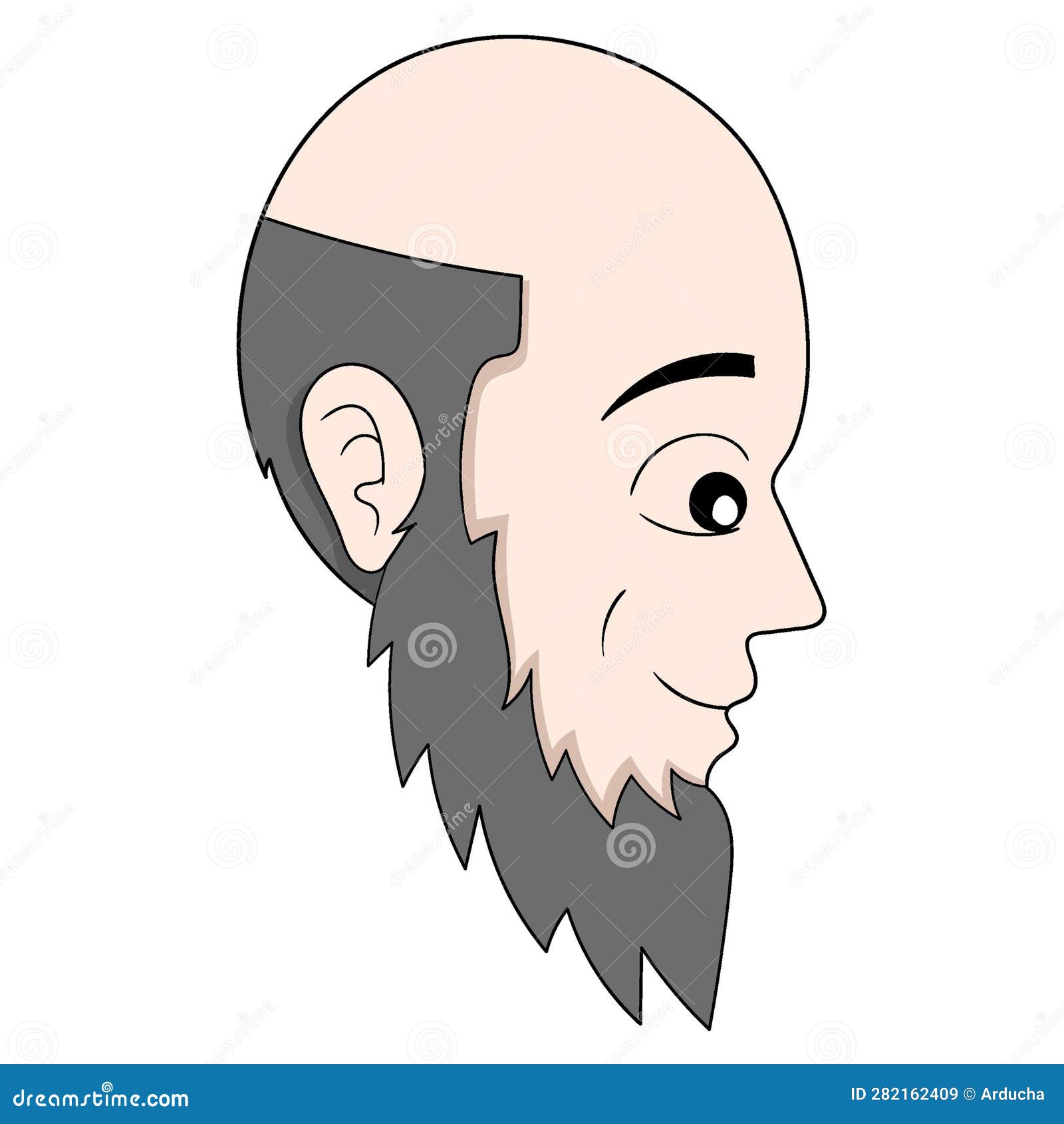 Long Bearded Bald Man Head Emoticon Stock Vector - Illustration of ...