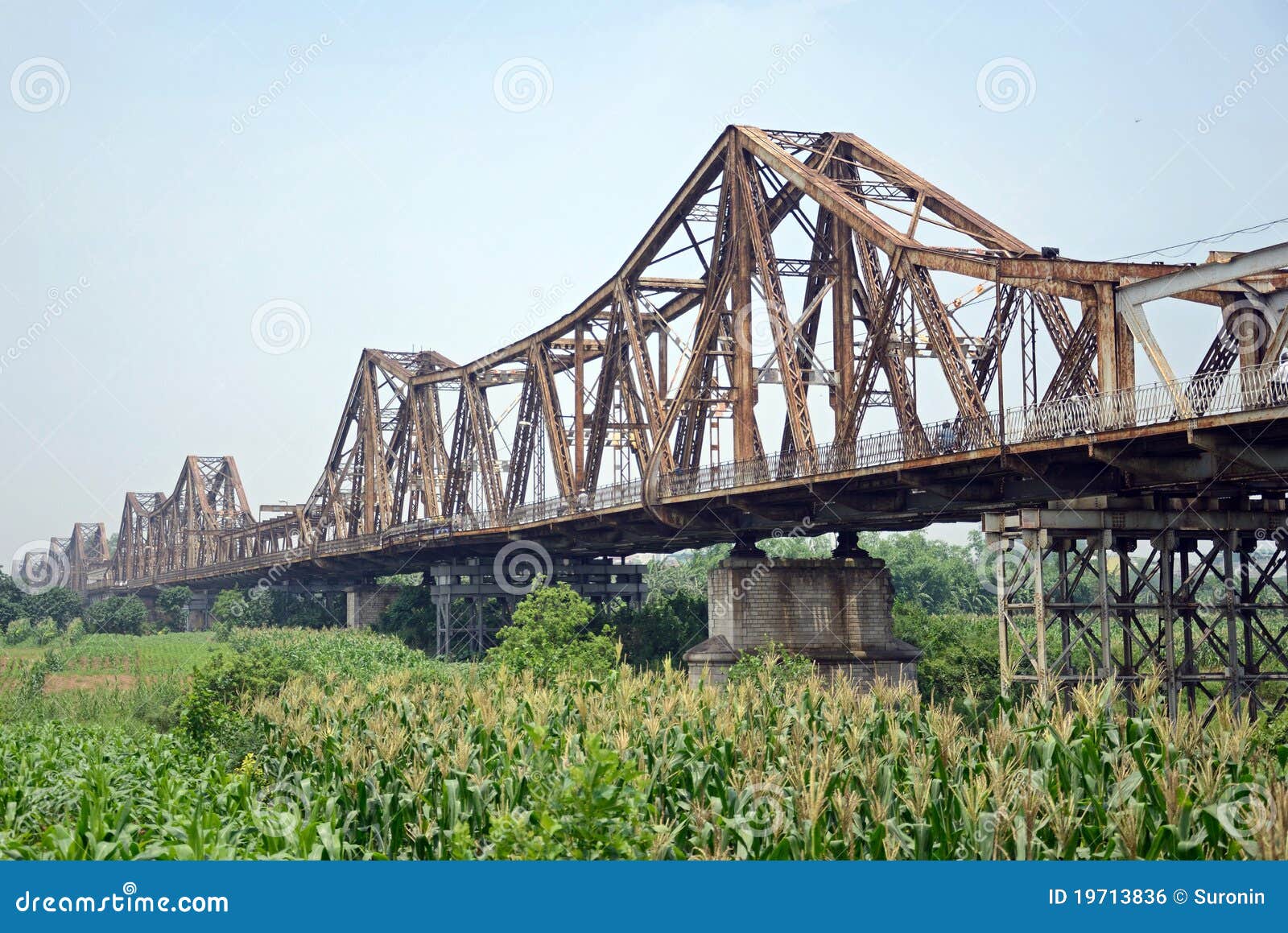 Long Bien Bridge Is The First Steel Bridge Across The Red River Royalty ...