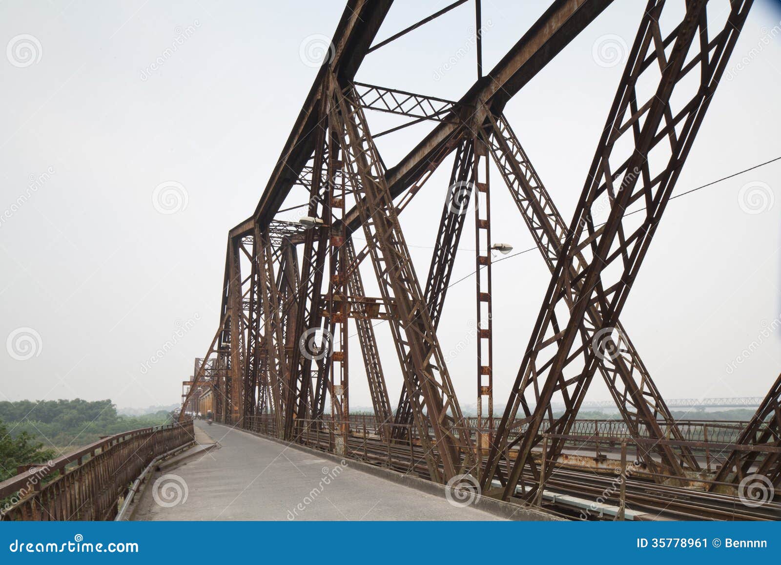 Long Bien Bridge Is The First Steel Bridge Across The Red River Royalty ...