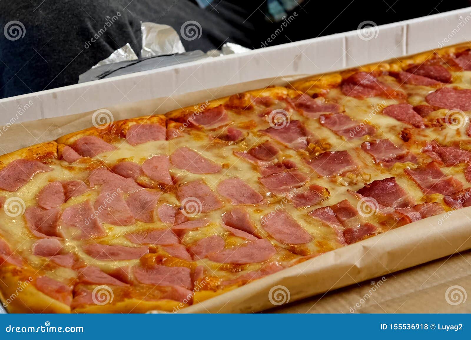 Long big sausage pizza stock photo. Image of homemade - 155536918