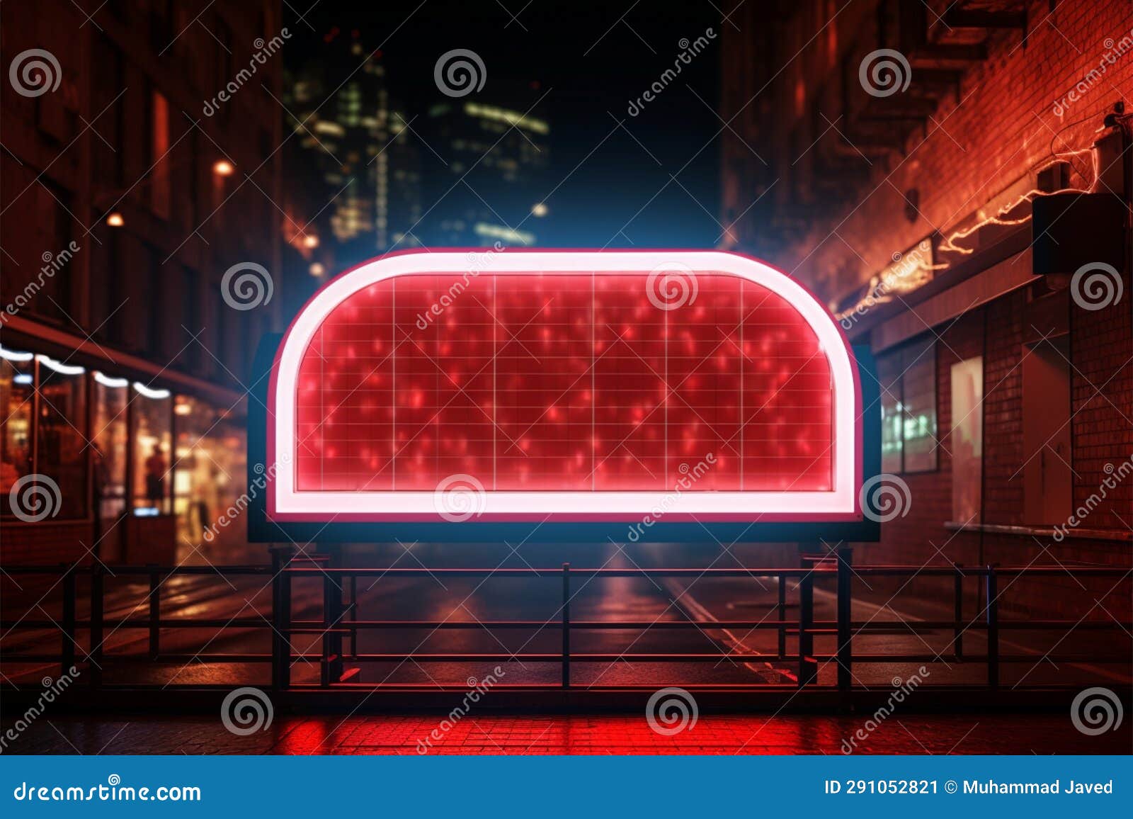 Long Billboard Sign, Framed in Neon on a Retro Brick Wall Stock ...