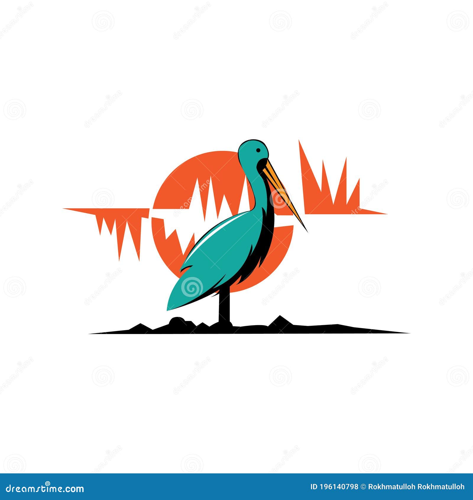 Long-bird Logo Natural Illustration Design Vector Stock Vector ...