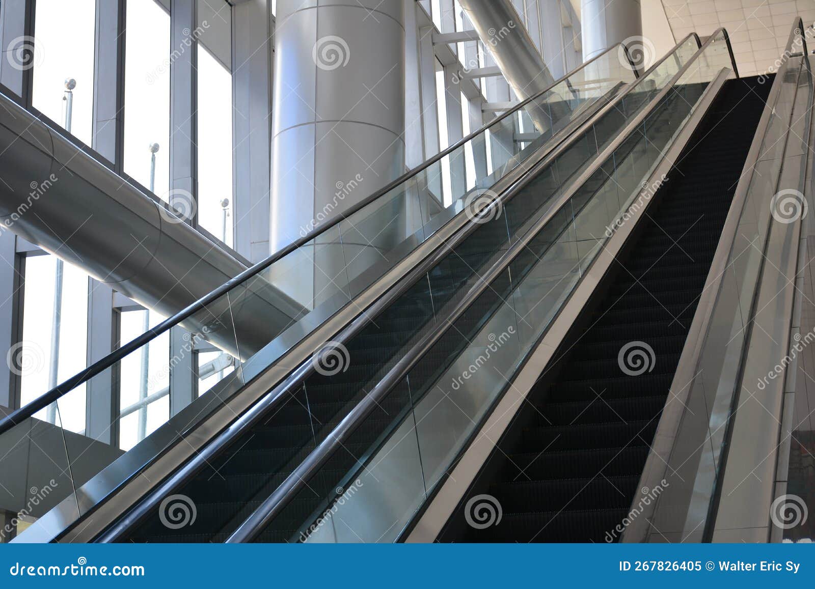 Long Black Escalator Steps Going Up and Down Stock Image - Image of ...