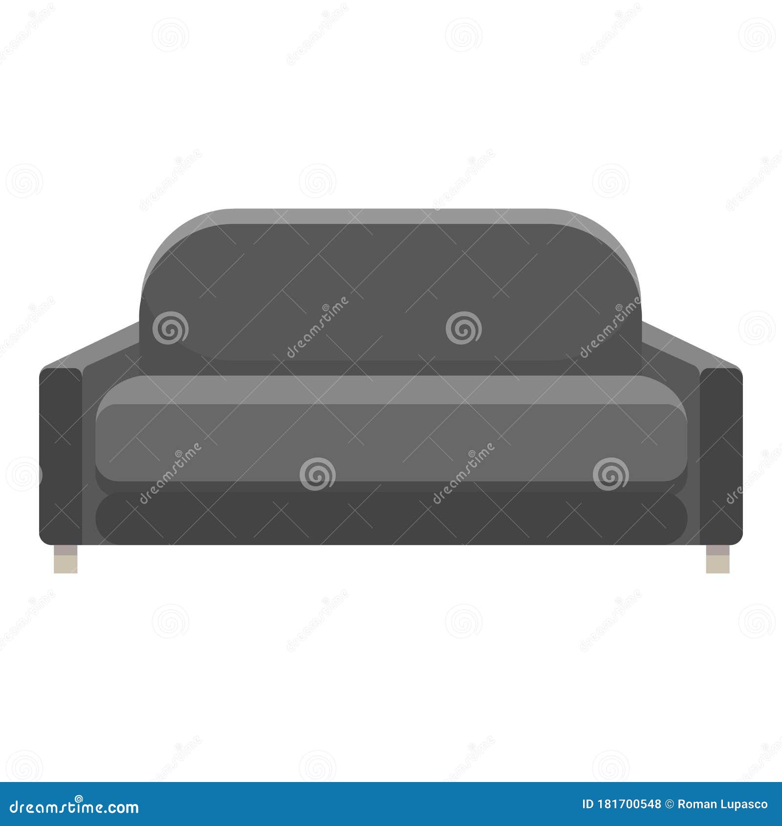 Long Black Modern Sofa Icon, Cartoon Style Stock Vector - Illustration ...