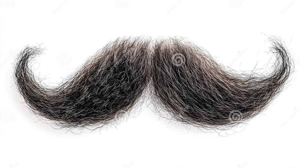 Long Black Mustache with Curled Tips on White Background Stock ...