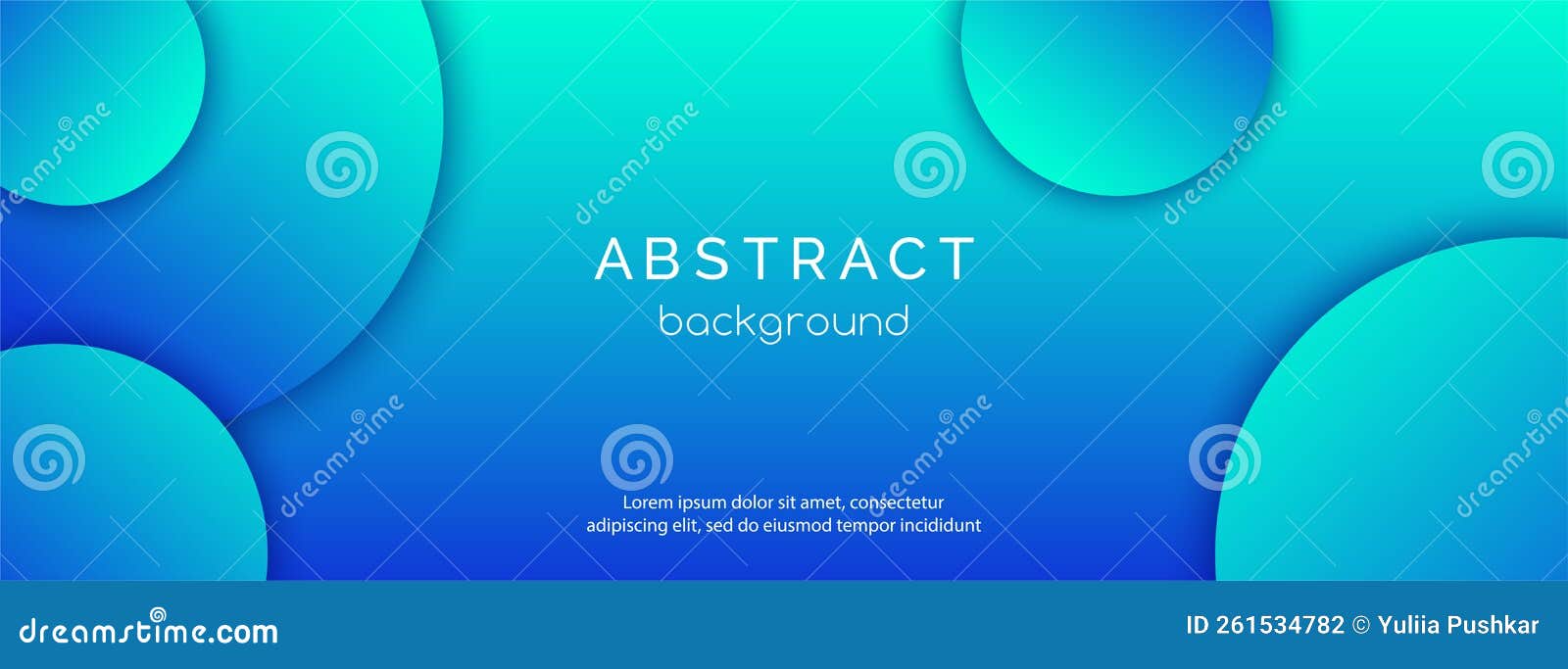 Long Blue Banner with Gradient Circles. Abstract Background for ...