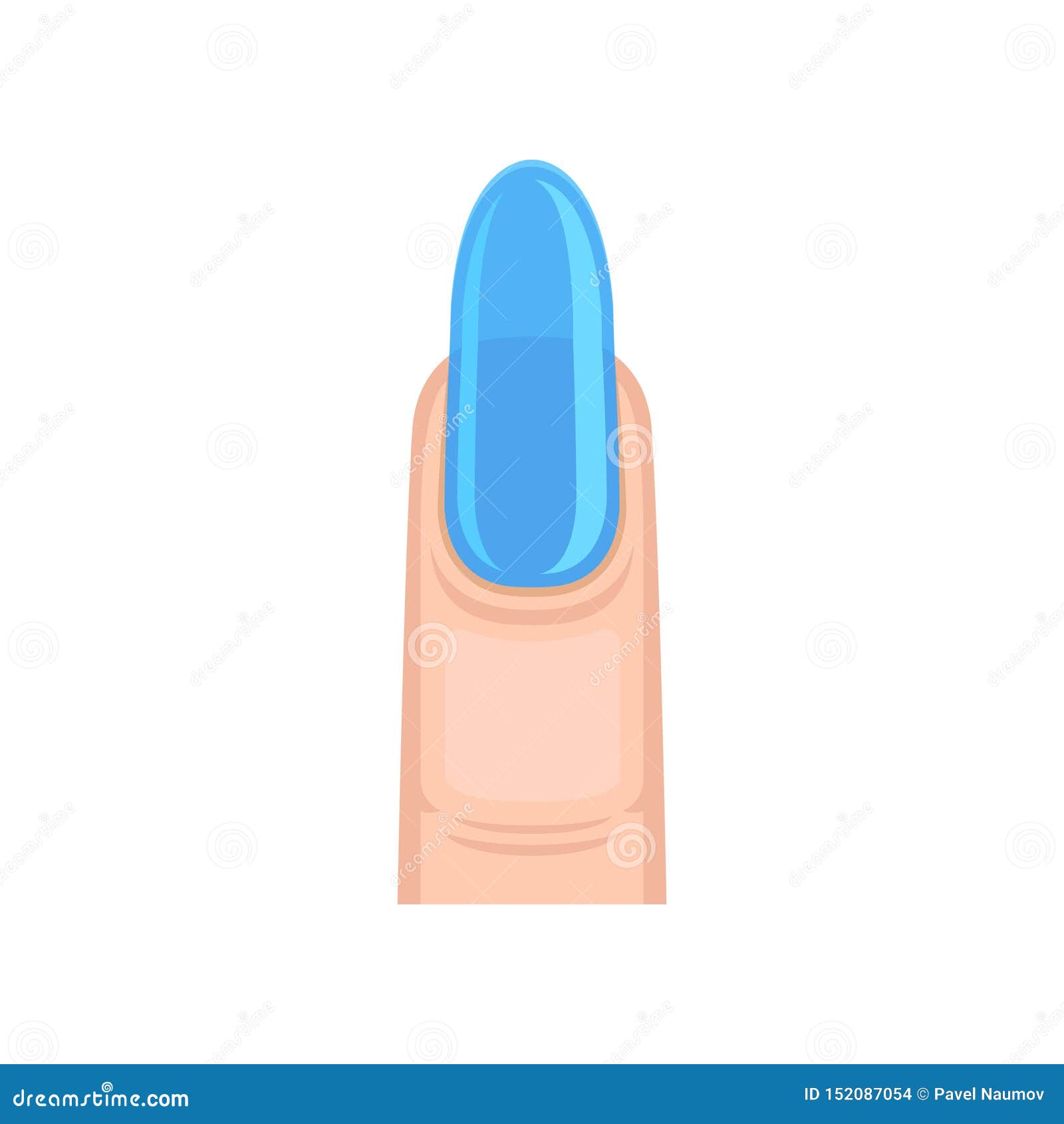 Long Blue Fingernail. Vector Illustration on White Background. Stock ...