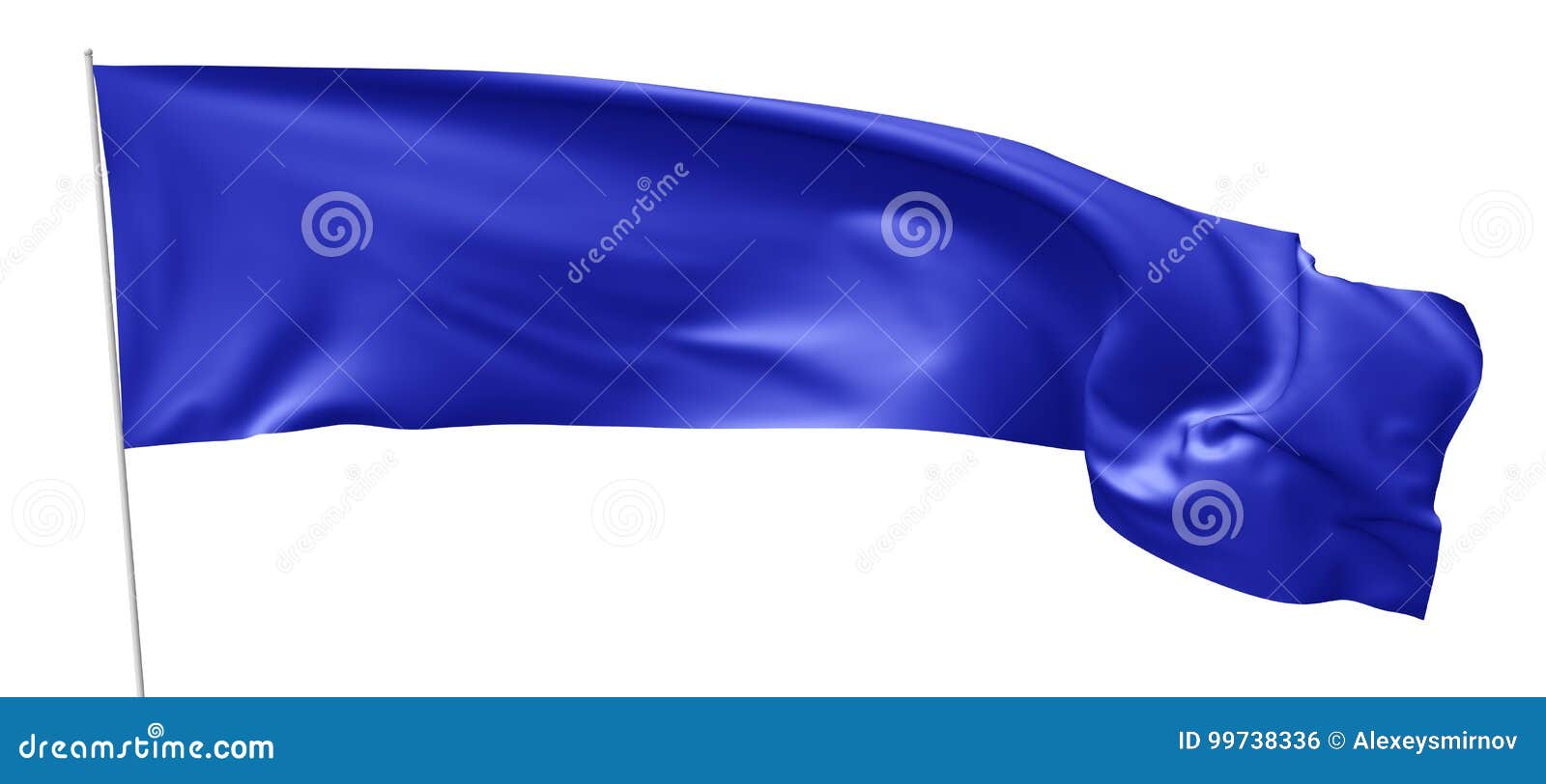 Long Blue Flag with Flagpole Waving in Wind Stock Illustration ...